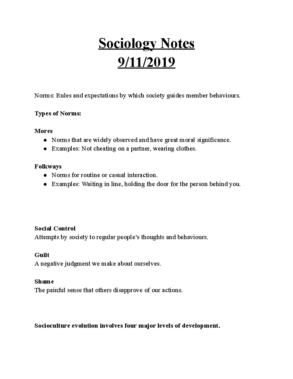 Norms and Social Controls - Sociology Notes 9/11/ Norms: Rules and ...
