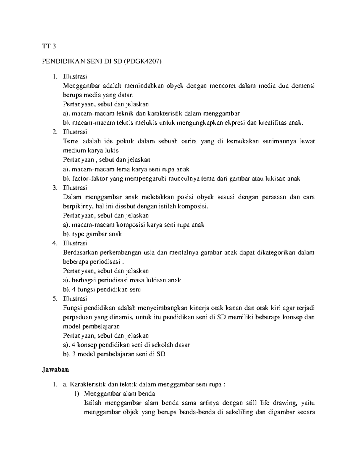 TT 3 Pendidikan SENI Safinatum Muniroh (8) 858941395 - TT 3 PENDIDIKAN SENI DI SD (PDGK4207 ...