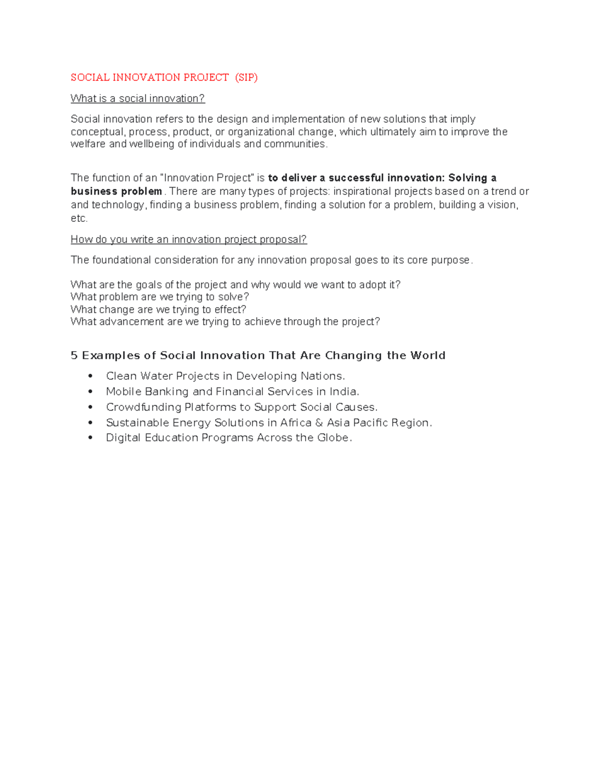 What is Social Innovation Project - SOCIAL INNOVATION PROJECT (SIP ...