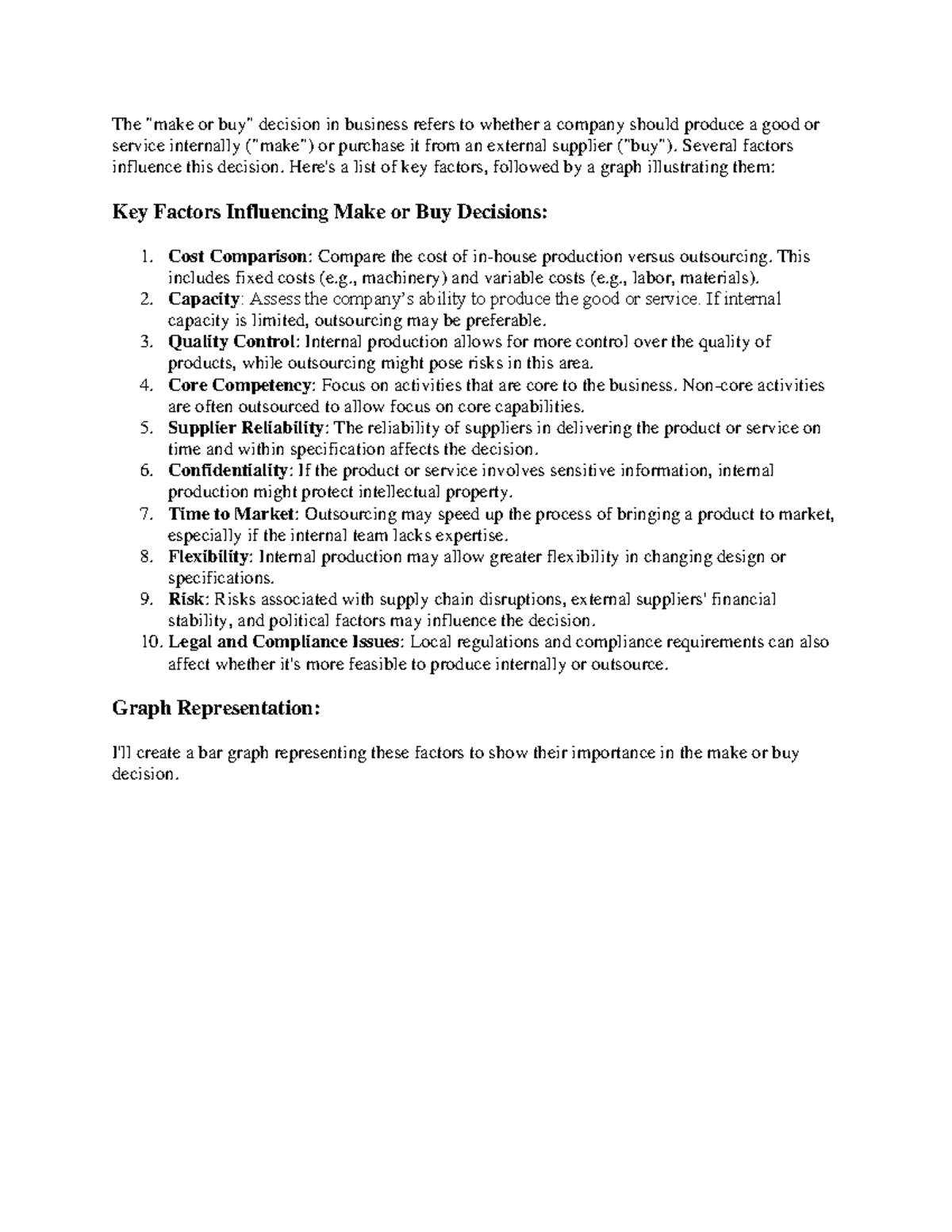Factors that influence make or buy decision - The "make or buy ...
