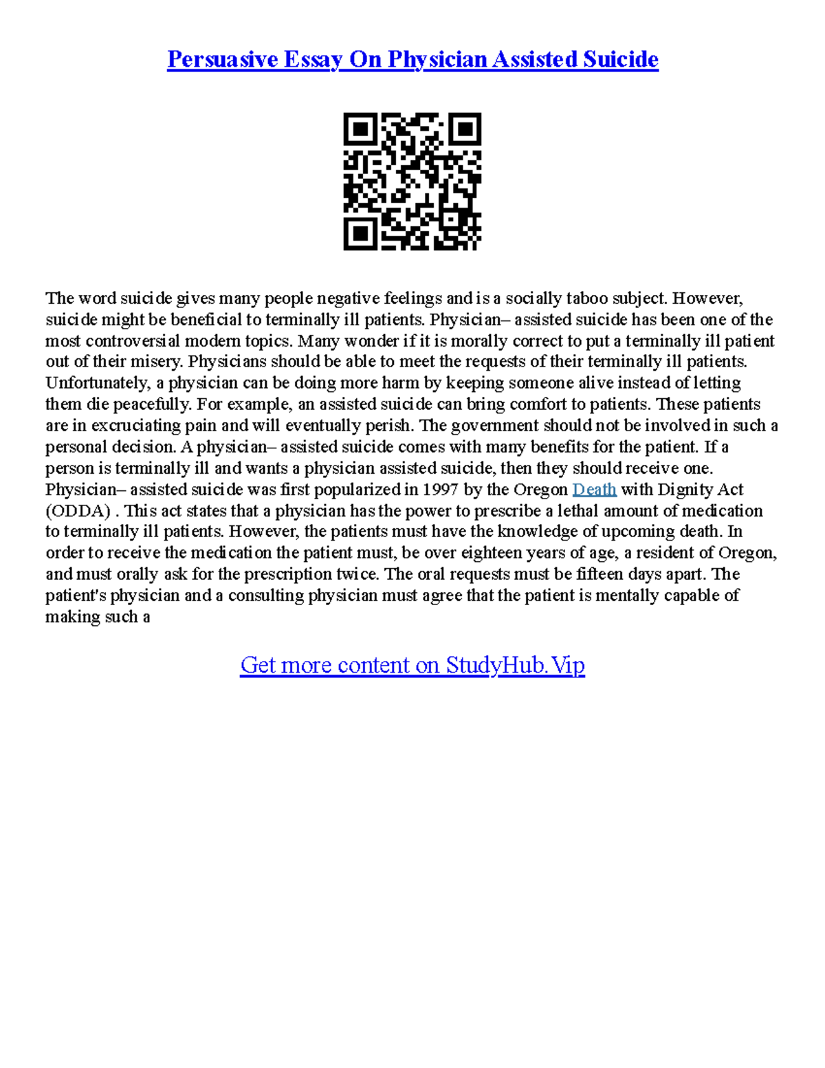 Essay On Assisted Suicide - Persuasive Essay On Physician Assisted ...