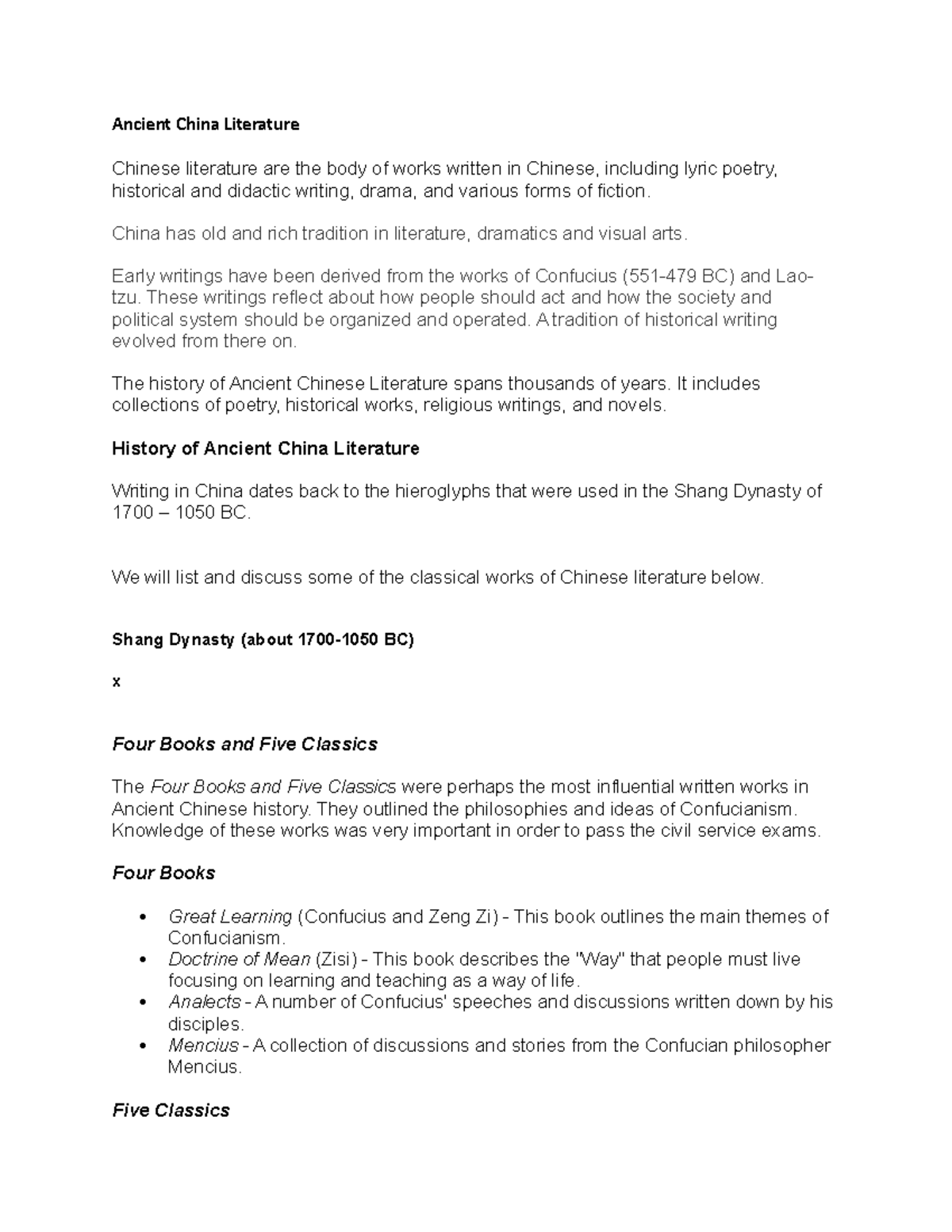 Xia Ancient Chinese Writing