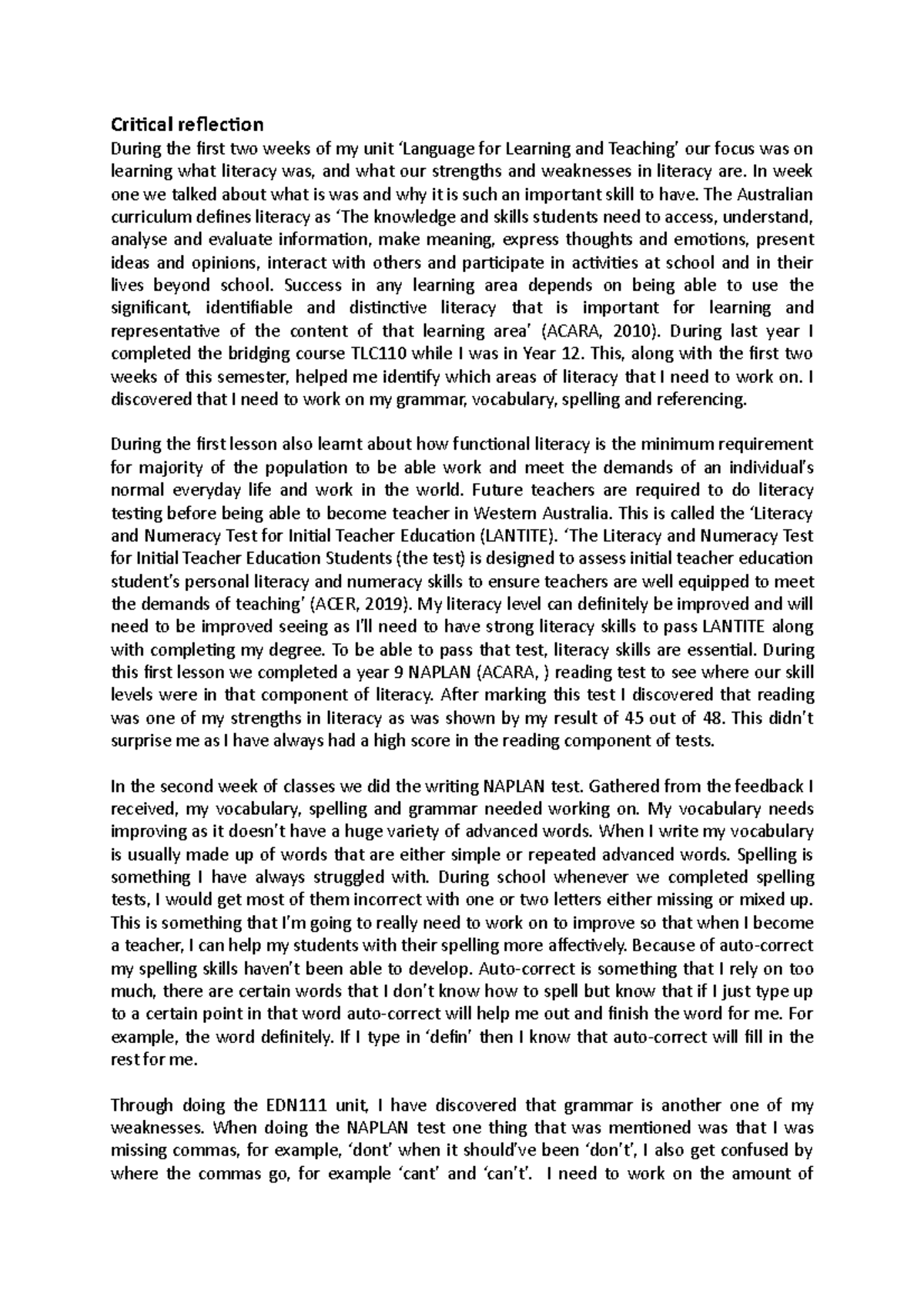 Assignment 2 - Critical reflection During the first two weeks of my ...