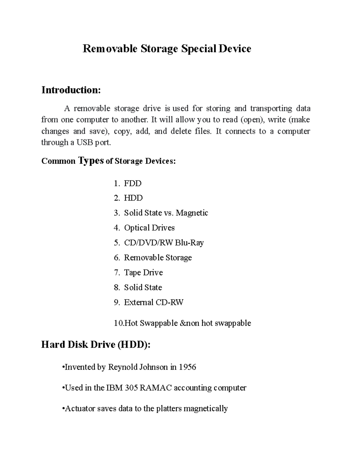 Removable Storage Special Device - Removable Storage Special Device ...