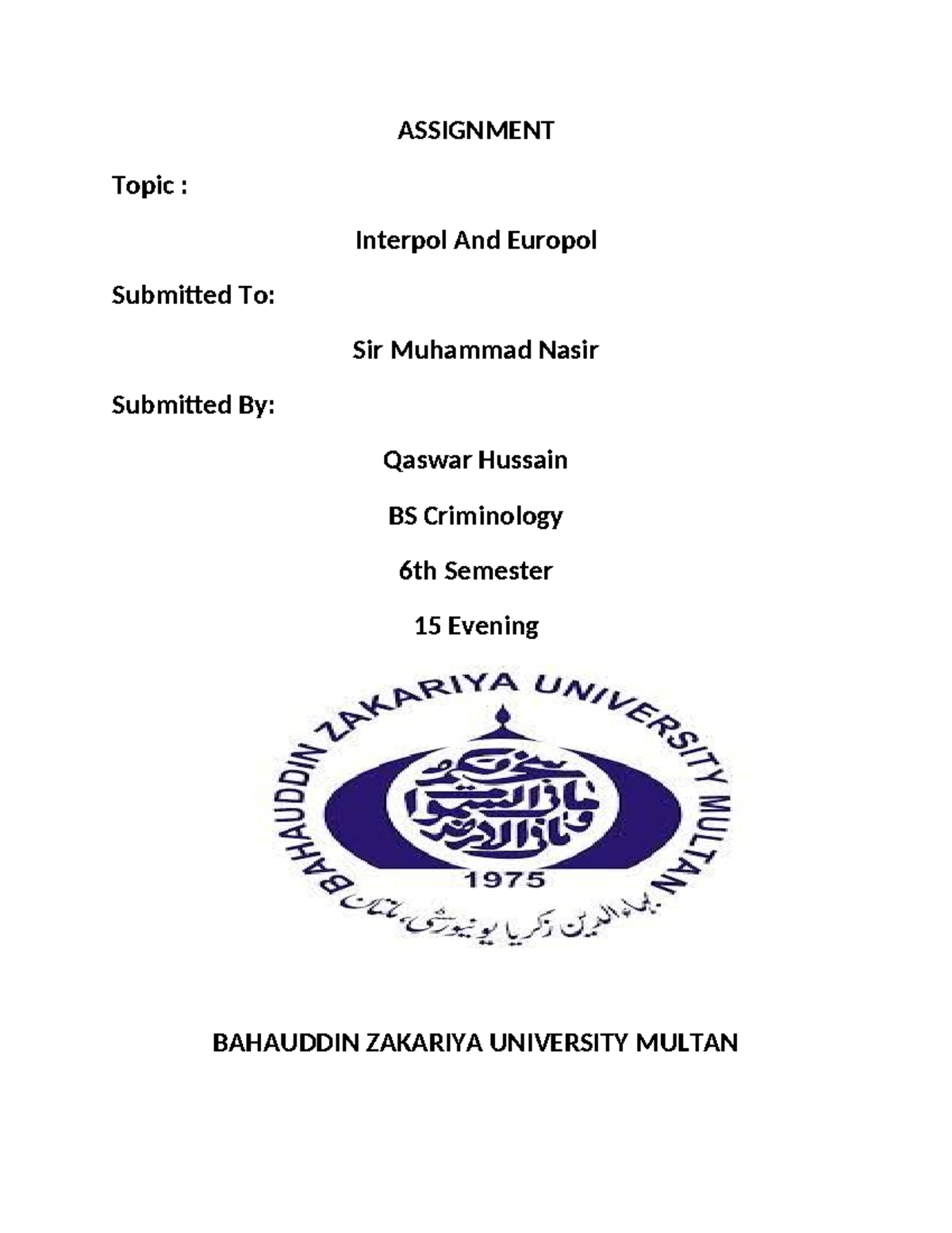 Interpol Final Print-WPS Office - ASSIGNMENT Topic : Interpol And Europol Submitted To: Sir ...