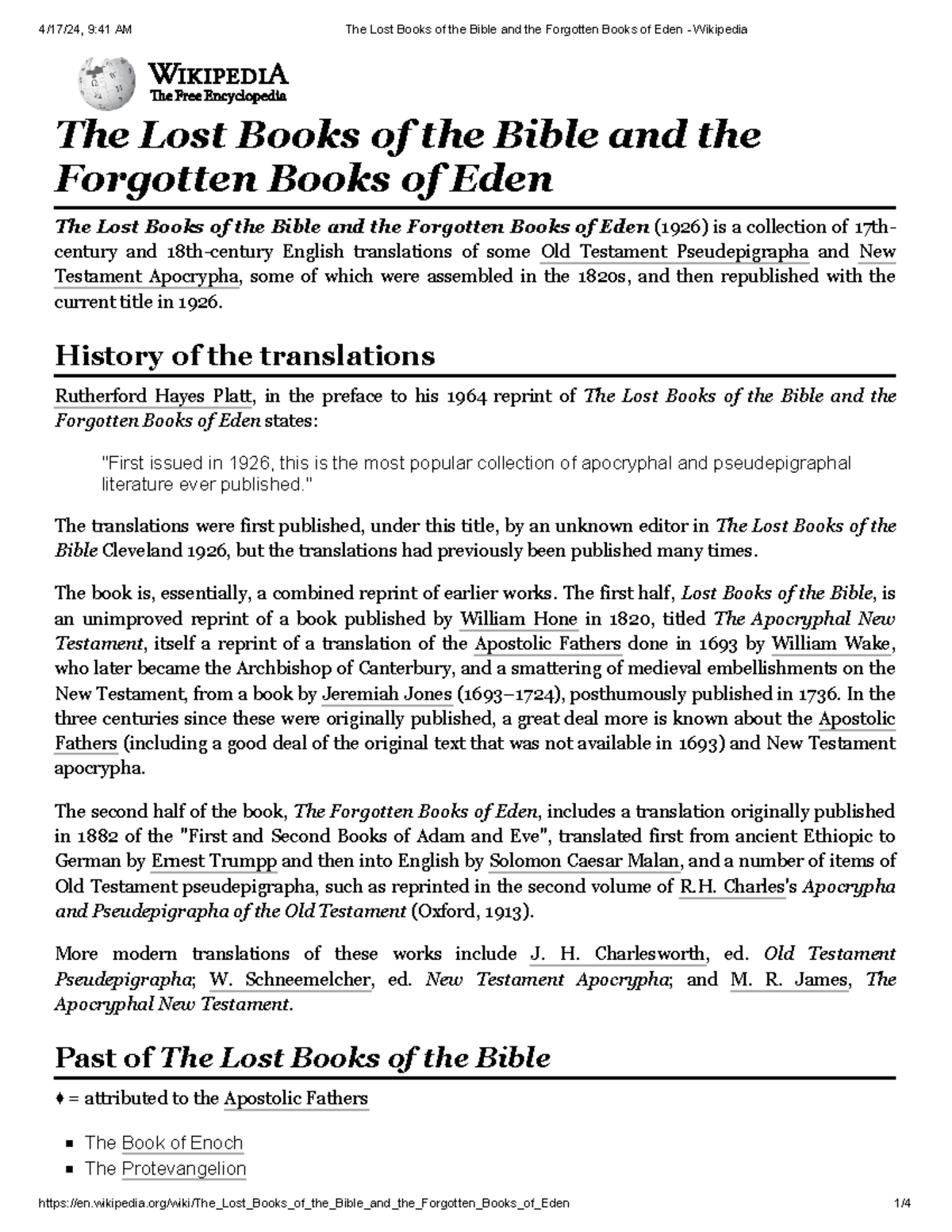 The Lost Books of the Bible and the Forgotten Books of Eden - Wikipedia ...