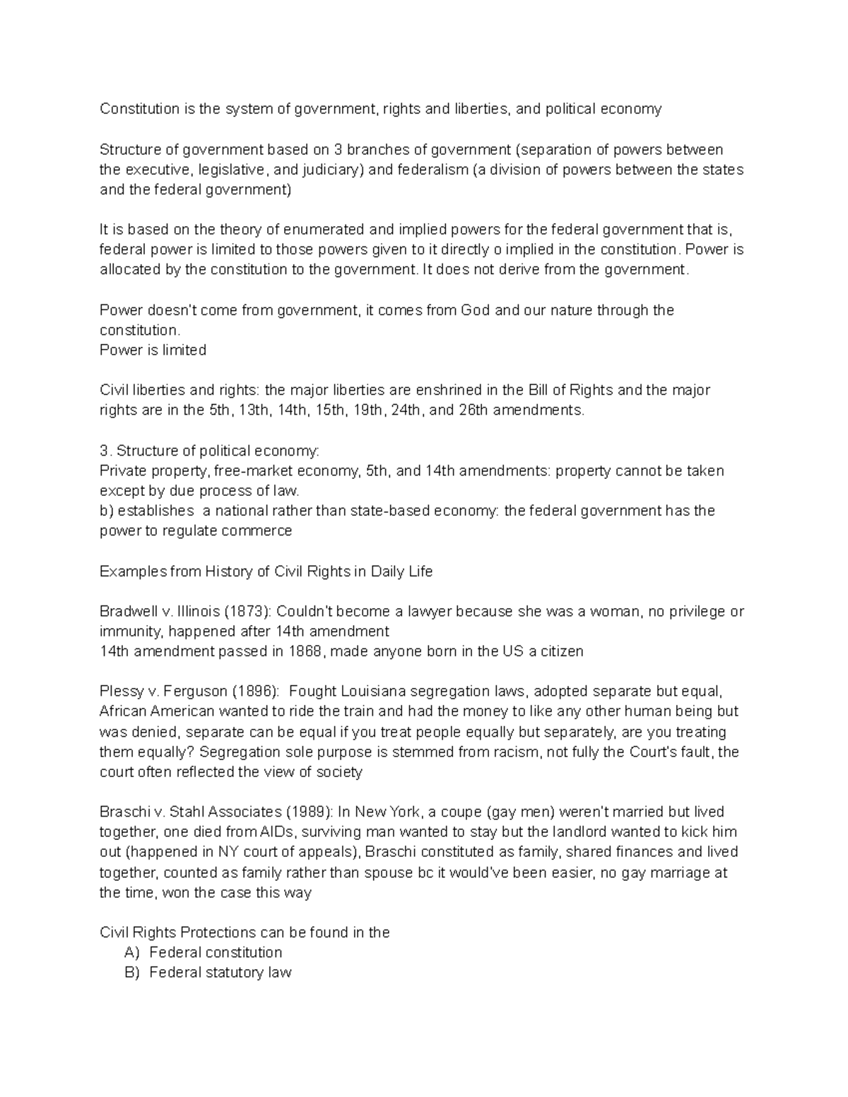 9 15 Notes - Constitution is the system of government, rights and ...