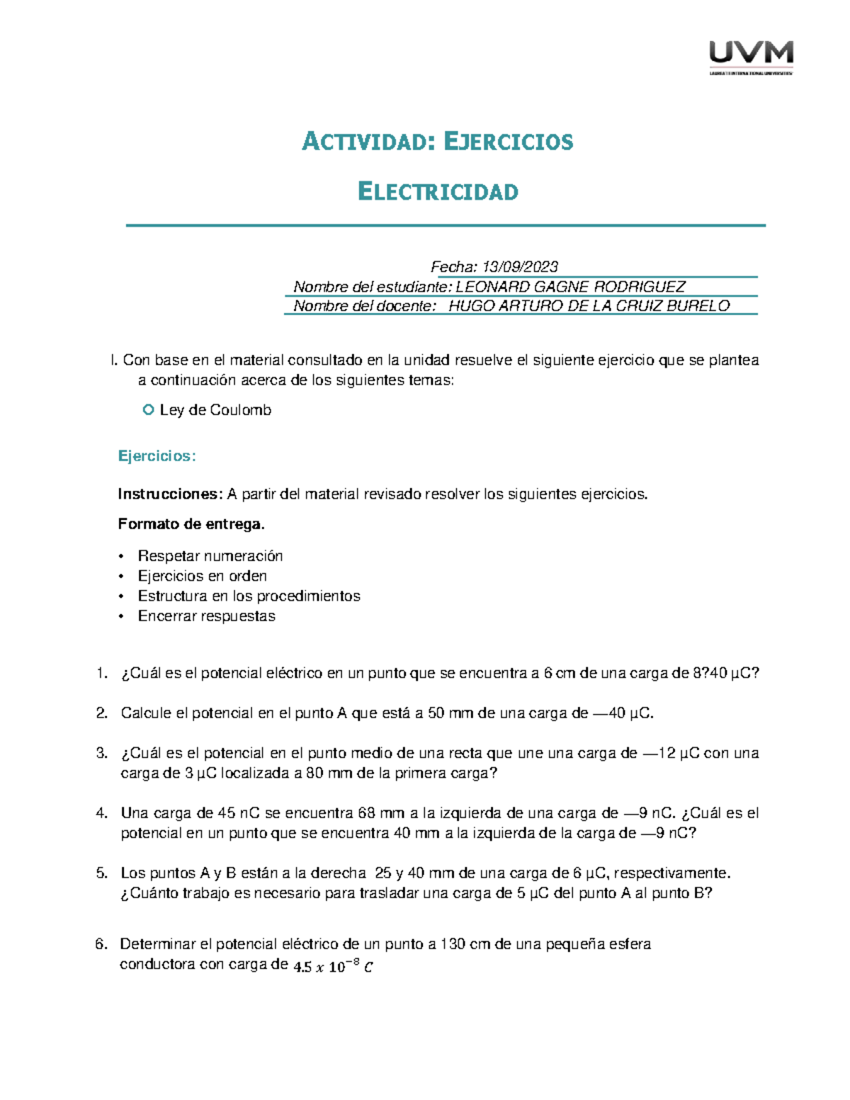 A3 LEO - ACTIVIDAD 3 ELECTRICIDAD Y MAGNETISMO BLACKBOARD - ACTIVIDAD: EJERCICIOS ELECTRICIDAD ...