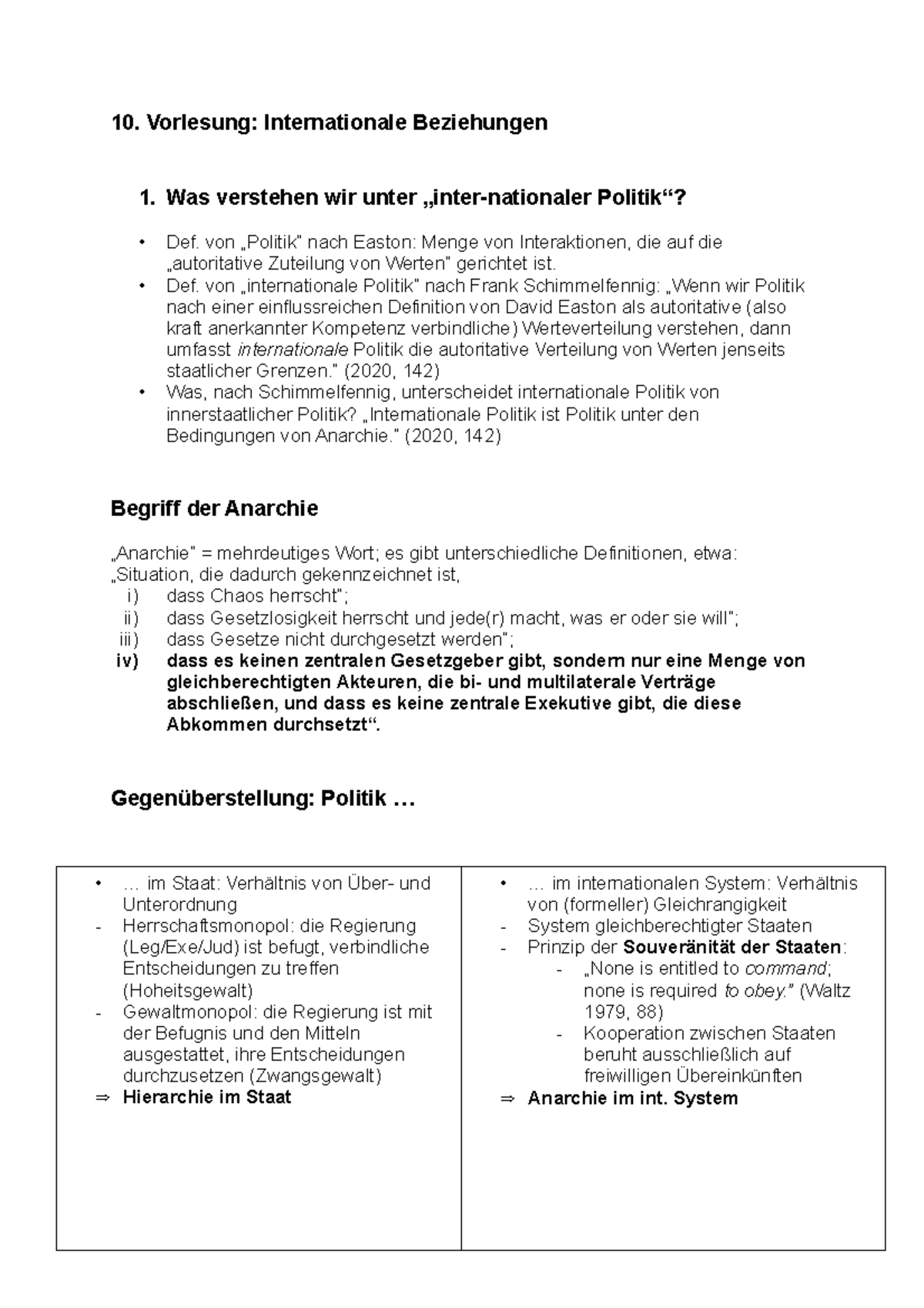 Einführung in Powi V10 - 10. Vorlesung: Internationale Beziehungen 1 ...