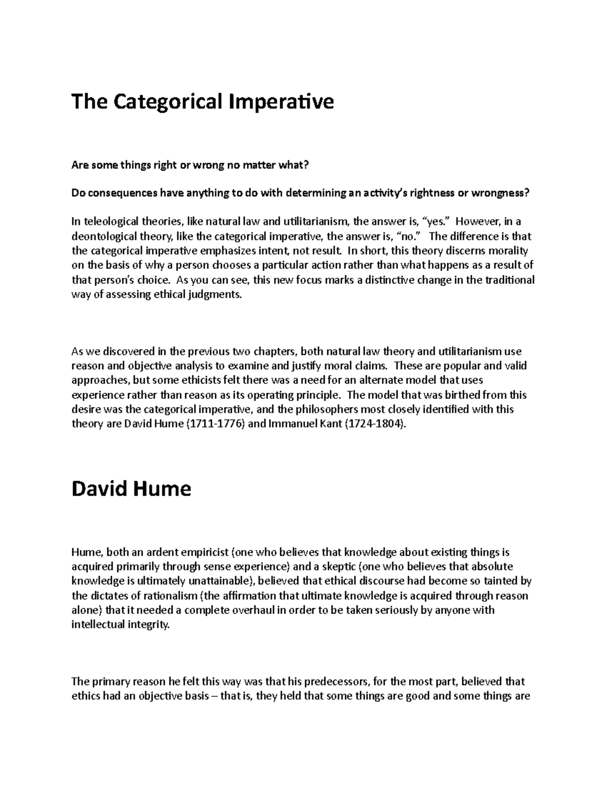 Lecture - The Categorical Imperative - The Categorical Imperative Are ...