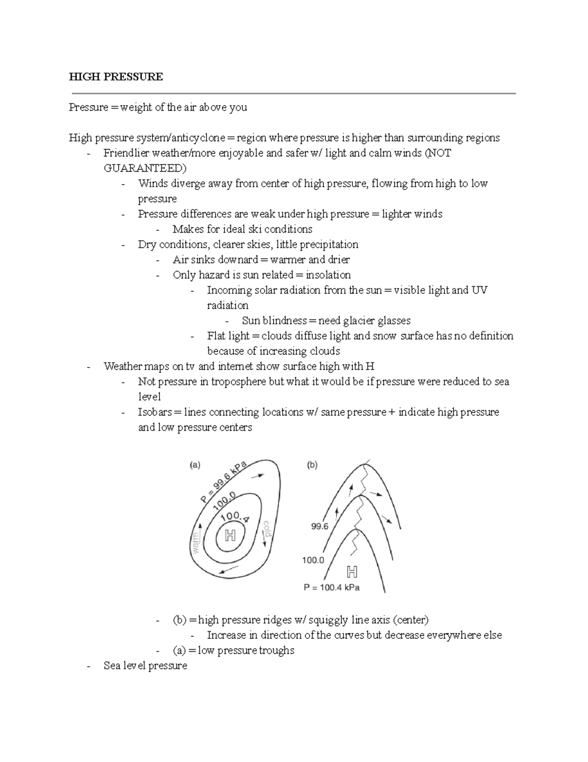 SNOW Module - Lecture notes for atsc - HIGH PRESSURE Pressure = weight ...