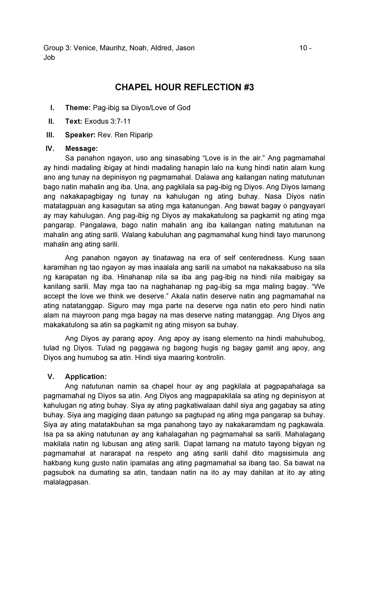 ESP- Group- Reflection - Group 3: Venice, Maurihz, Noah, Aldred, Jason ...