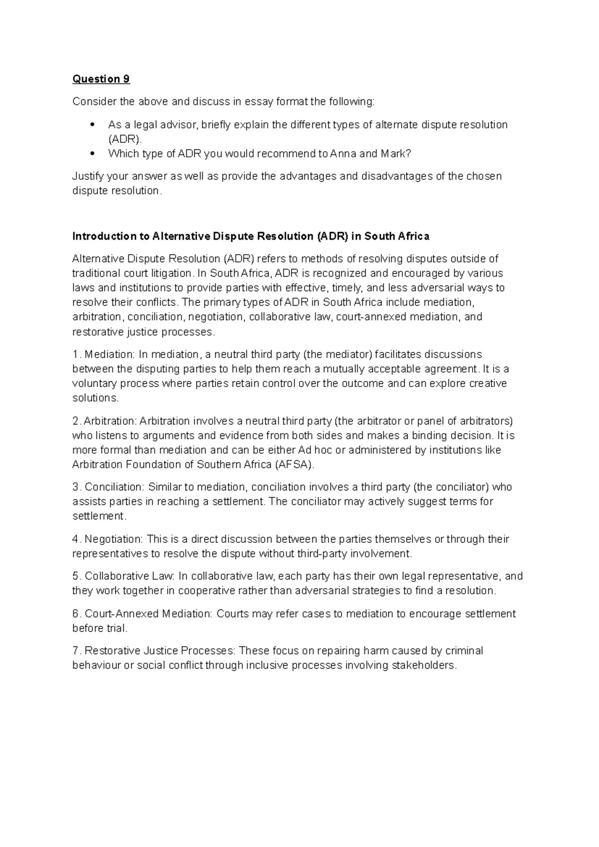 Question 9 - Question 9 Consider the above and discuss in essay format ...