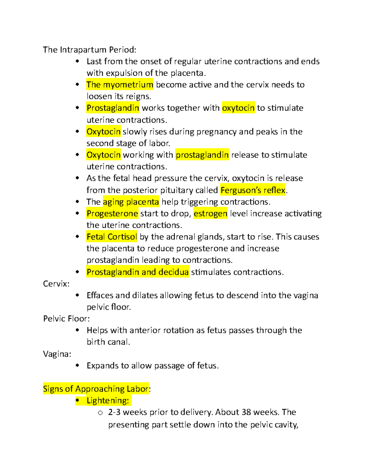 The Intrapartum Period up to cesarean birth 123344 - The Intrapartum ...