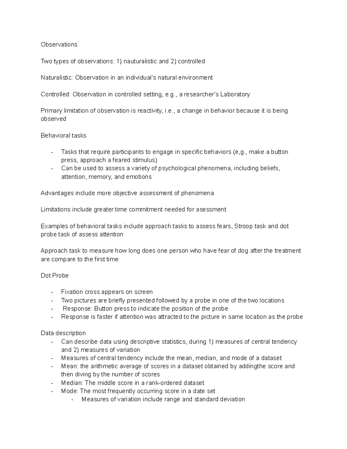 Pyschology Note - Note on Psychology - Helpful for exam - Observations ...