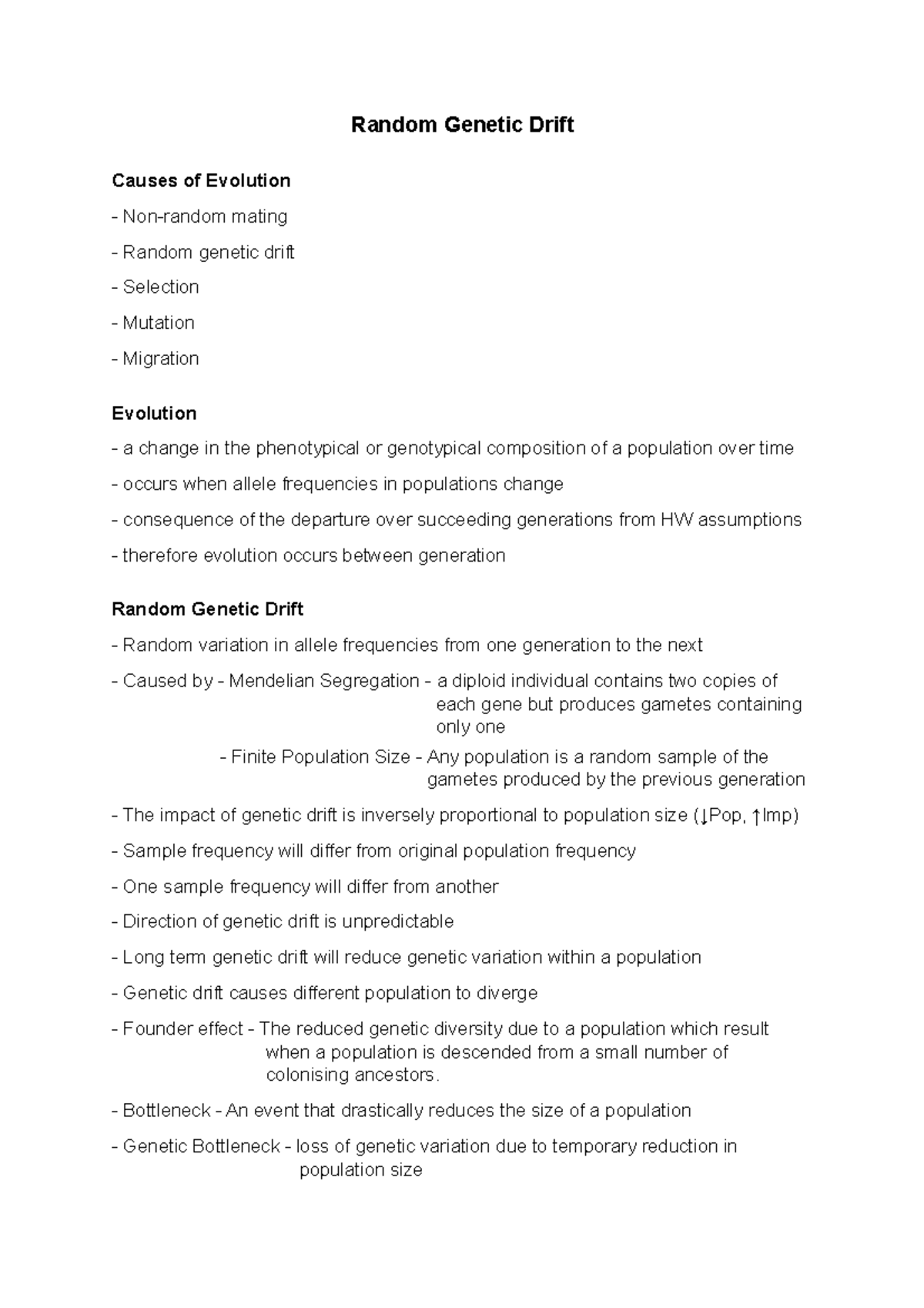 Random Genetic Drift, Selection and Mutation - Random Genetic Drift ...