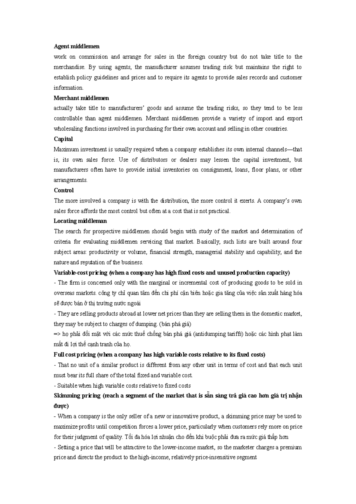 MKT QT - marketing - Agent middlemen work on commission and arrange for ...