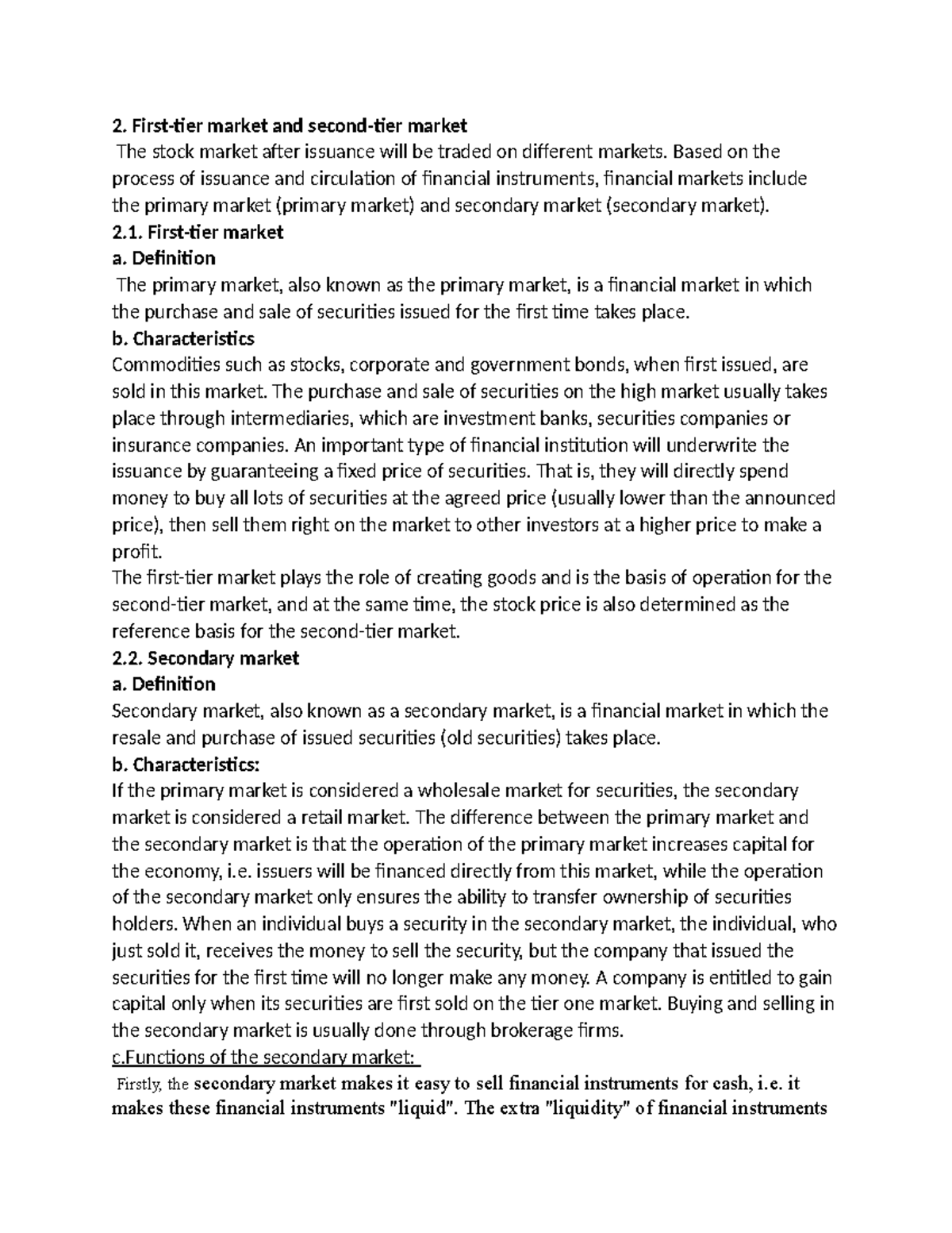 Primary and Secondary Market - 2. First-tier market and second-tier ...