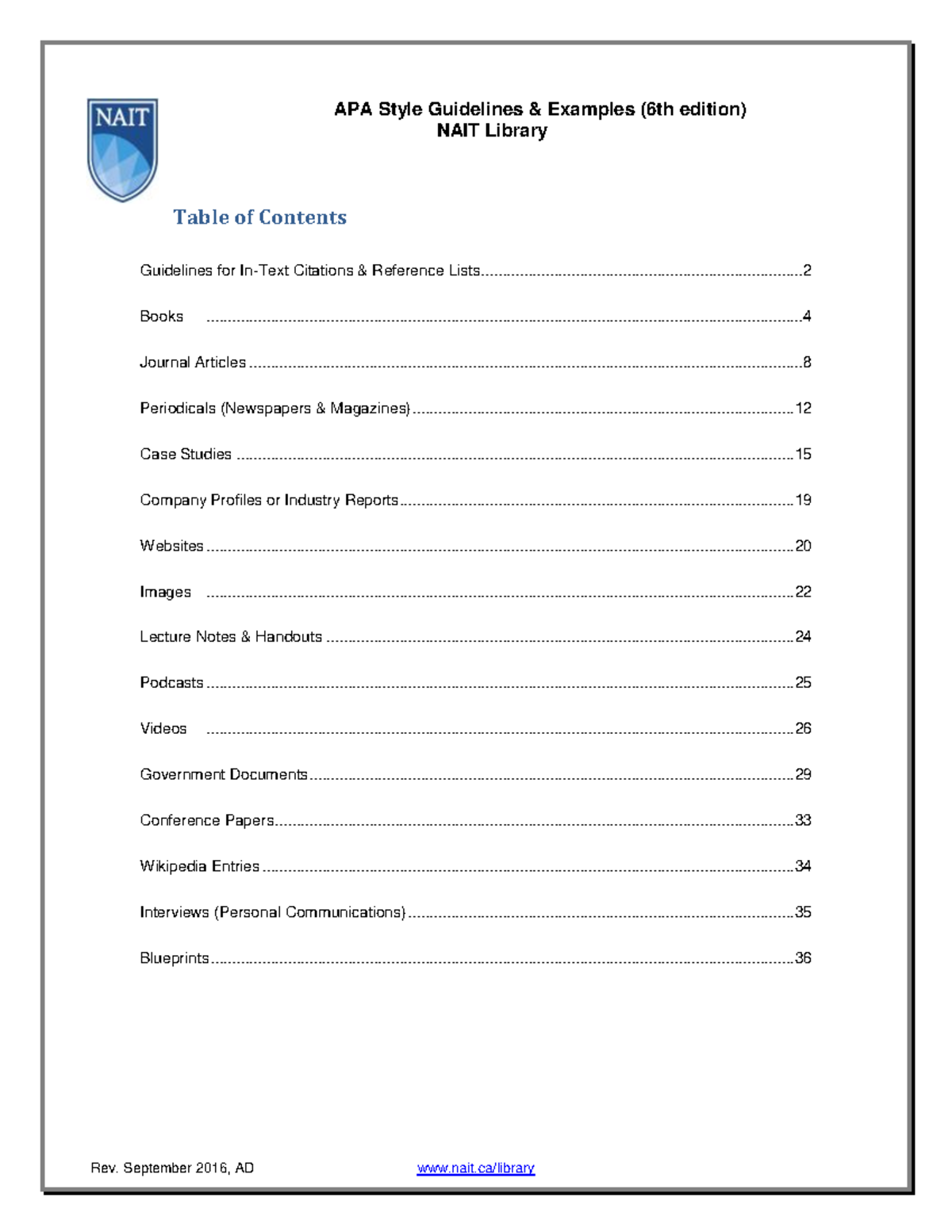 APA Examples - APA Style Guidelines & Examples (6th edition) NAIT ...