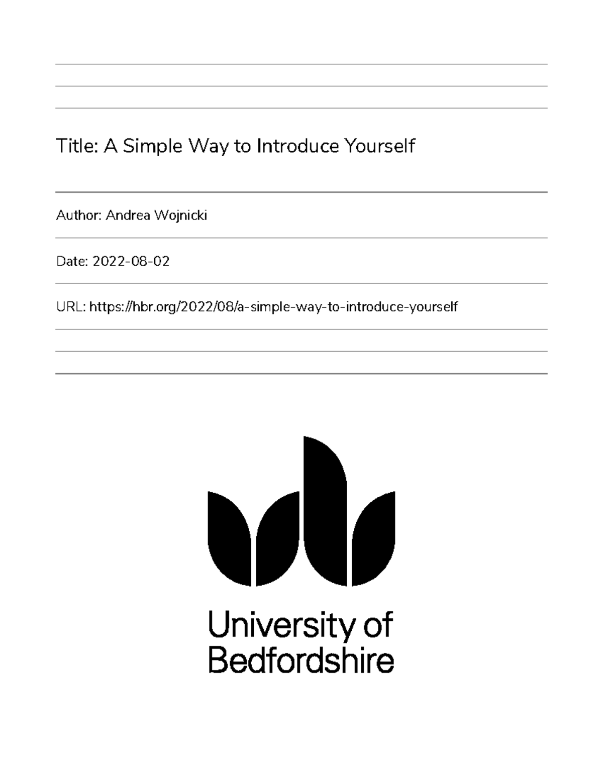 A Simple Way To Introduce Yourself - Title: A Simple Way to Introduce ...