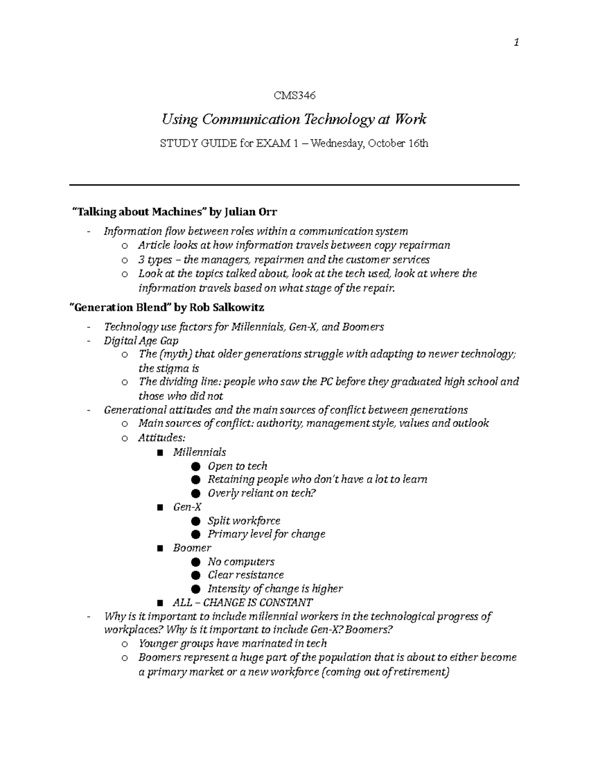Tech At Work Midterm-Study Guide - CMS Using Communication Technology ...