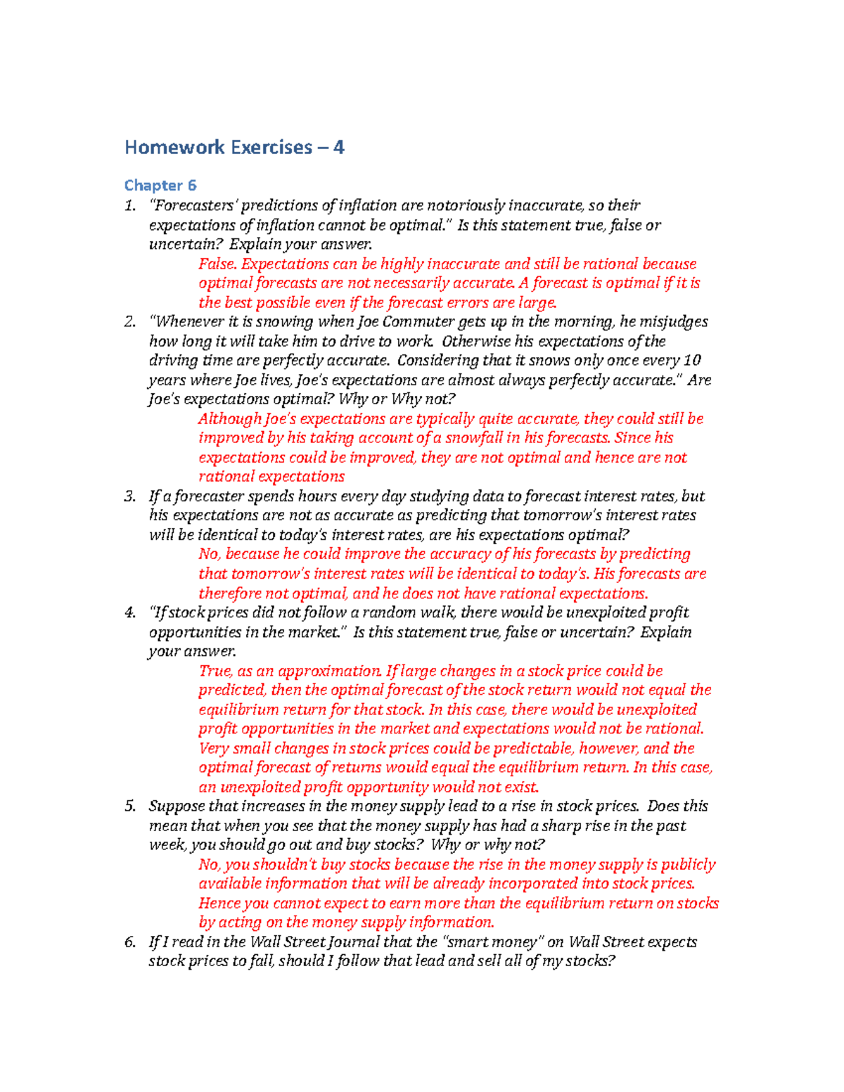 Homework Assignment – 4 answers - Homework Exercises – 4 Chapter 6 ...