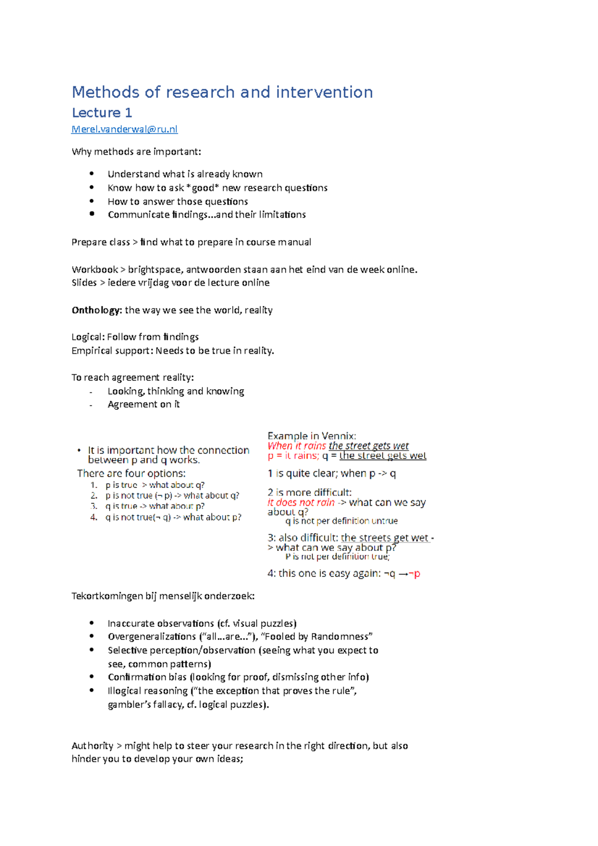 Lecture 1 - Methods of research and intervention Lecture 1 Merel@ru Why methods are important ...