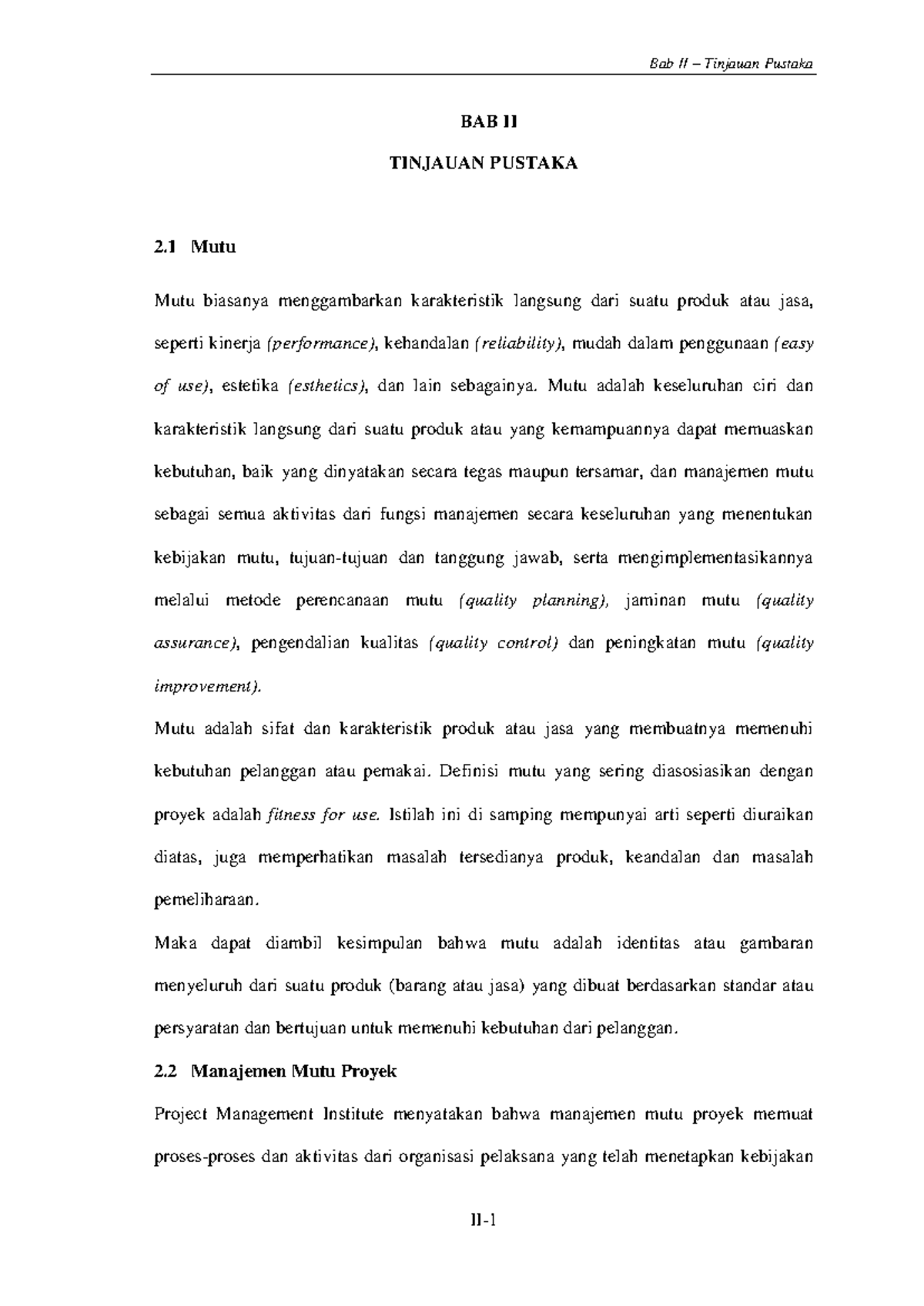 2. Mutu - Definisi mutu - BAB II TINJAUAN PUSTAKA 2 Mutu Mutu biasanya ...