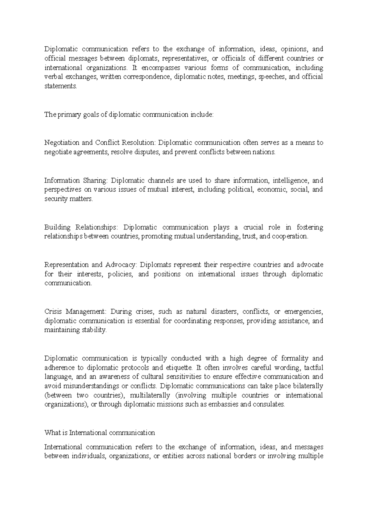 Diplomatic communication - It encompasses various forms of ...