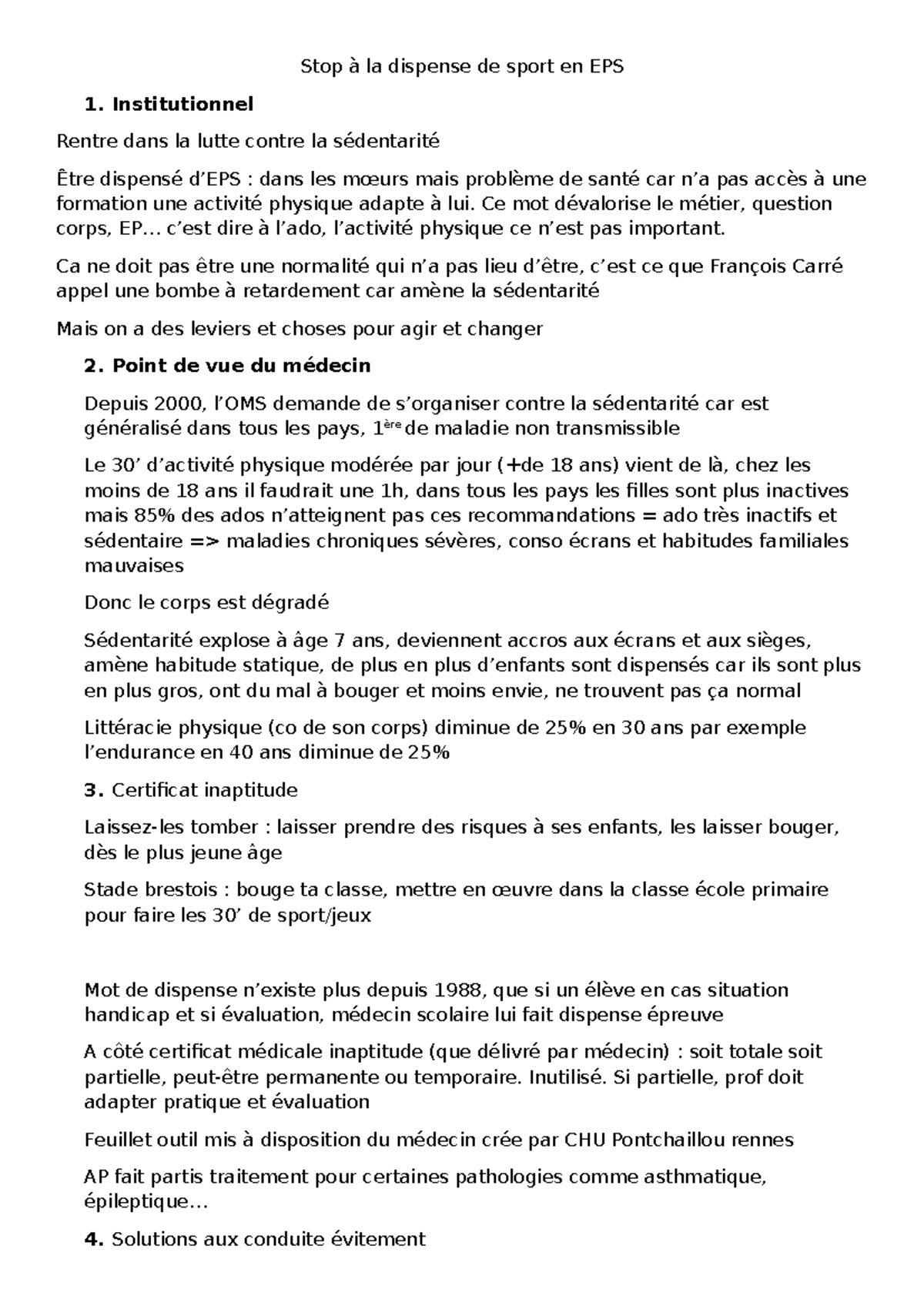 Conference stop à la dispense de sport - Stop à la dispense de sport en ...