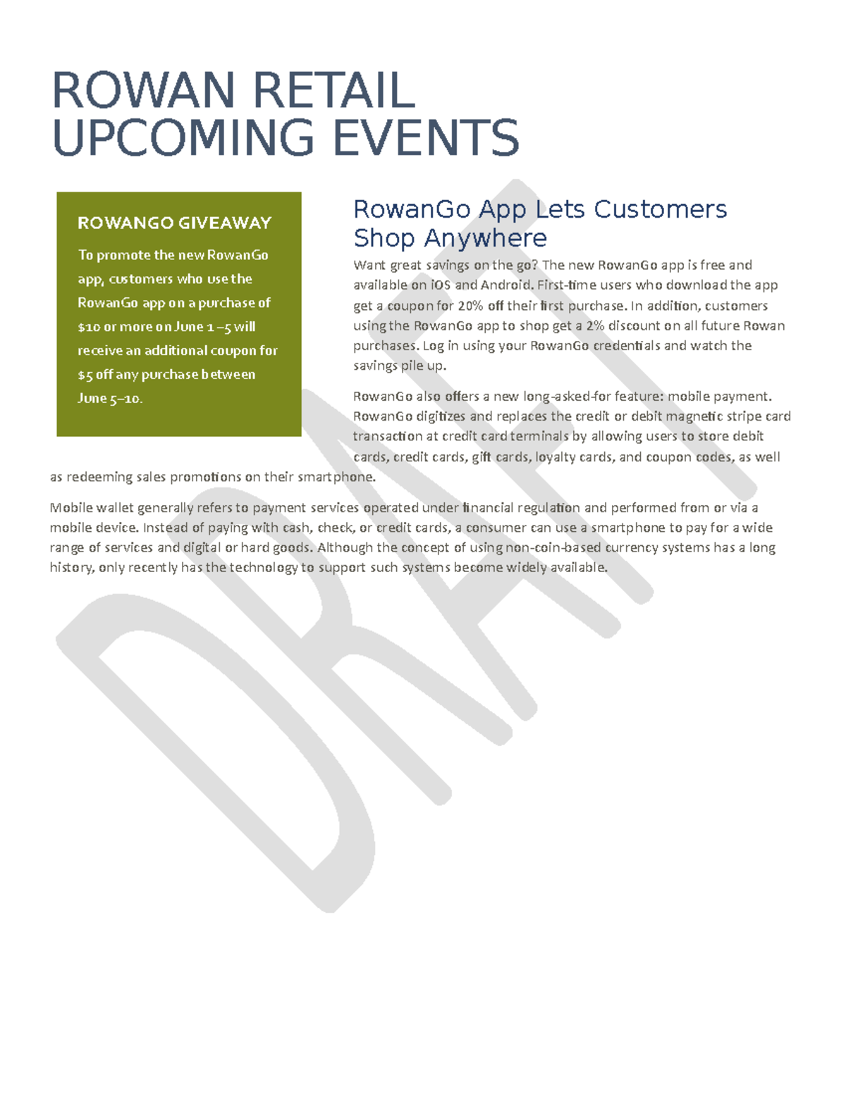 Capstone - dddddddddddddddddddddddddddddd - ROWAN RETAIL UPCOMING ...