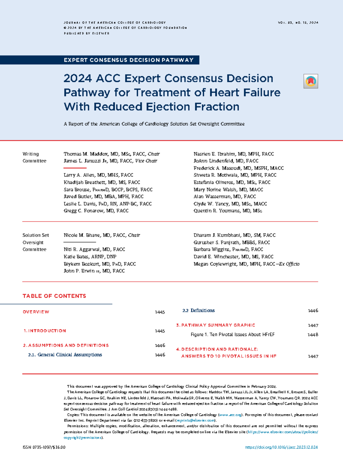 ACC 2024 Falla cardíaca FEVI reducida - EXPERT CONSENSUS DECISION ...