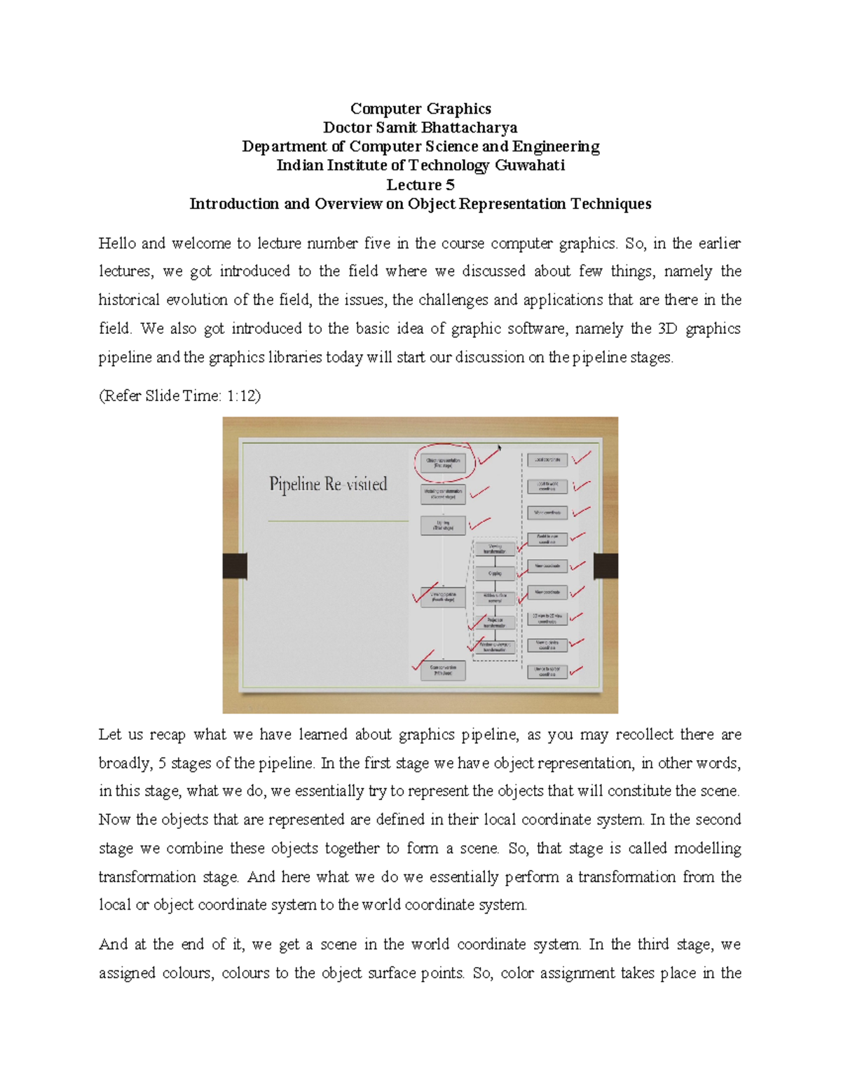 Lec5 - Notes given to students from Prefessor GN Gant - Computer ...