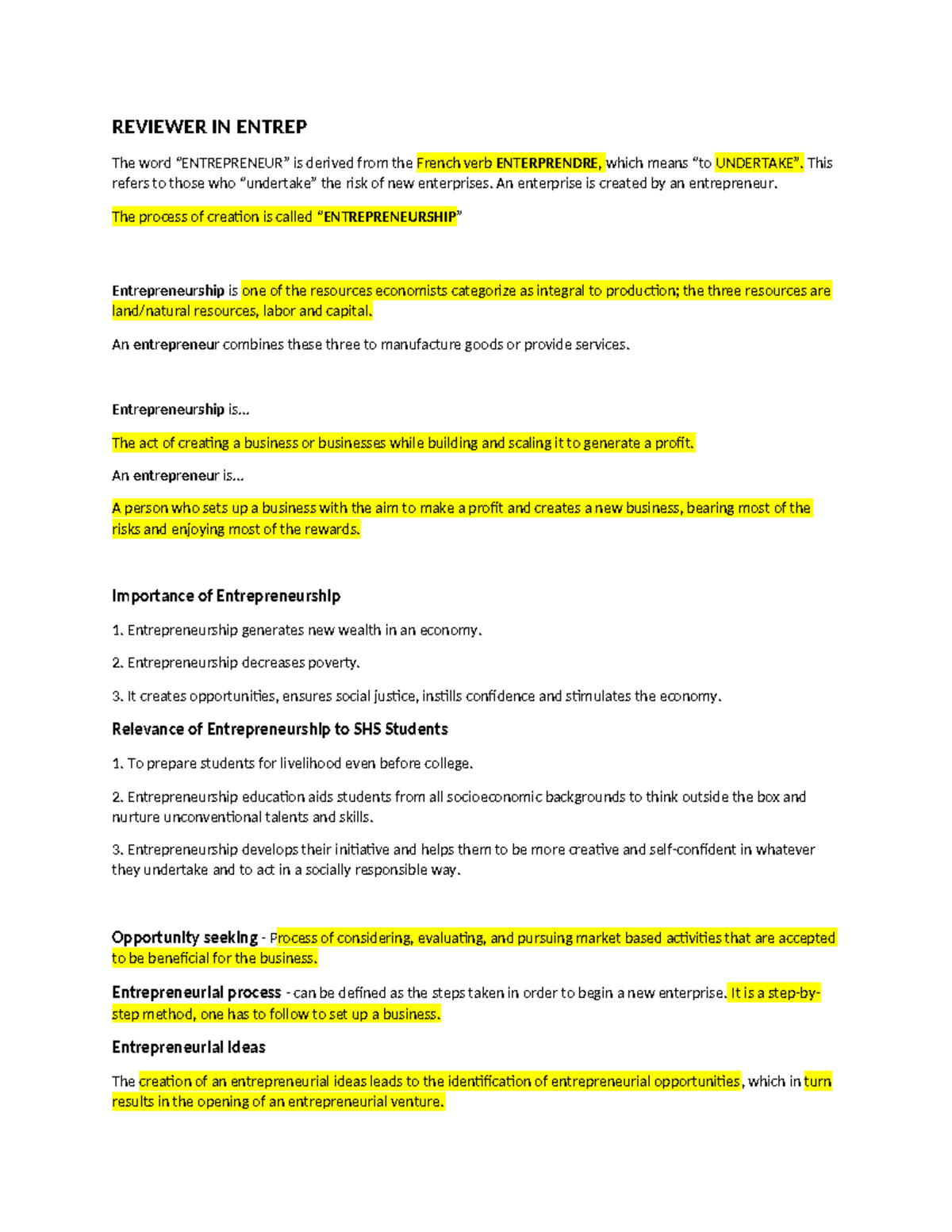 Reviewer-IN- Entrep - Reviewer - REVIEWER IN ENTREP The word ...
