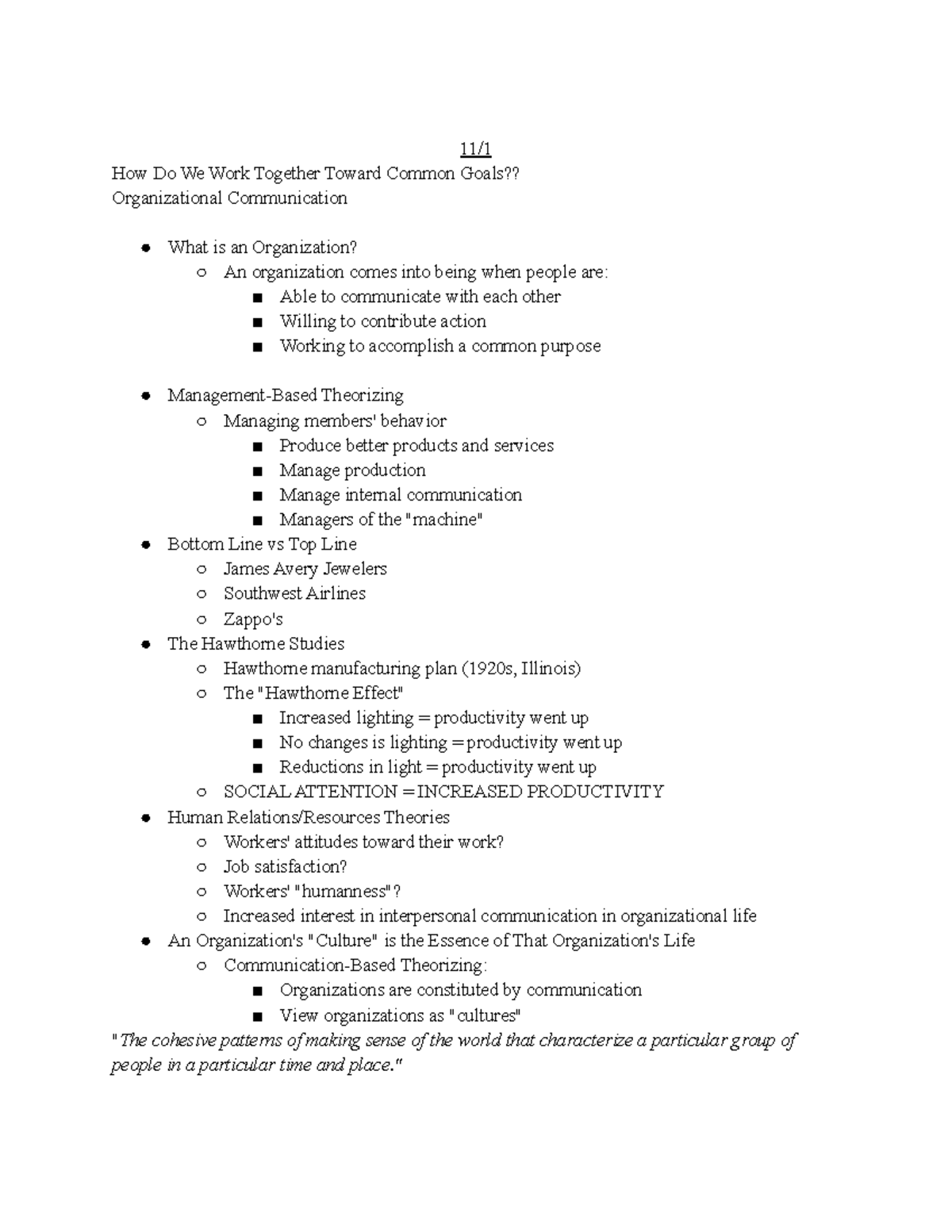 Comm 1014 Notes pt. 5 - Comm Major - 11/ How Do We Work Together Toward ...