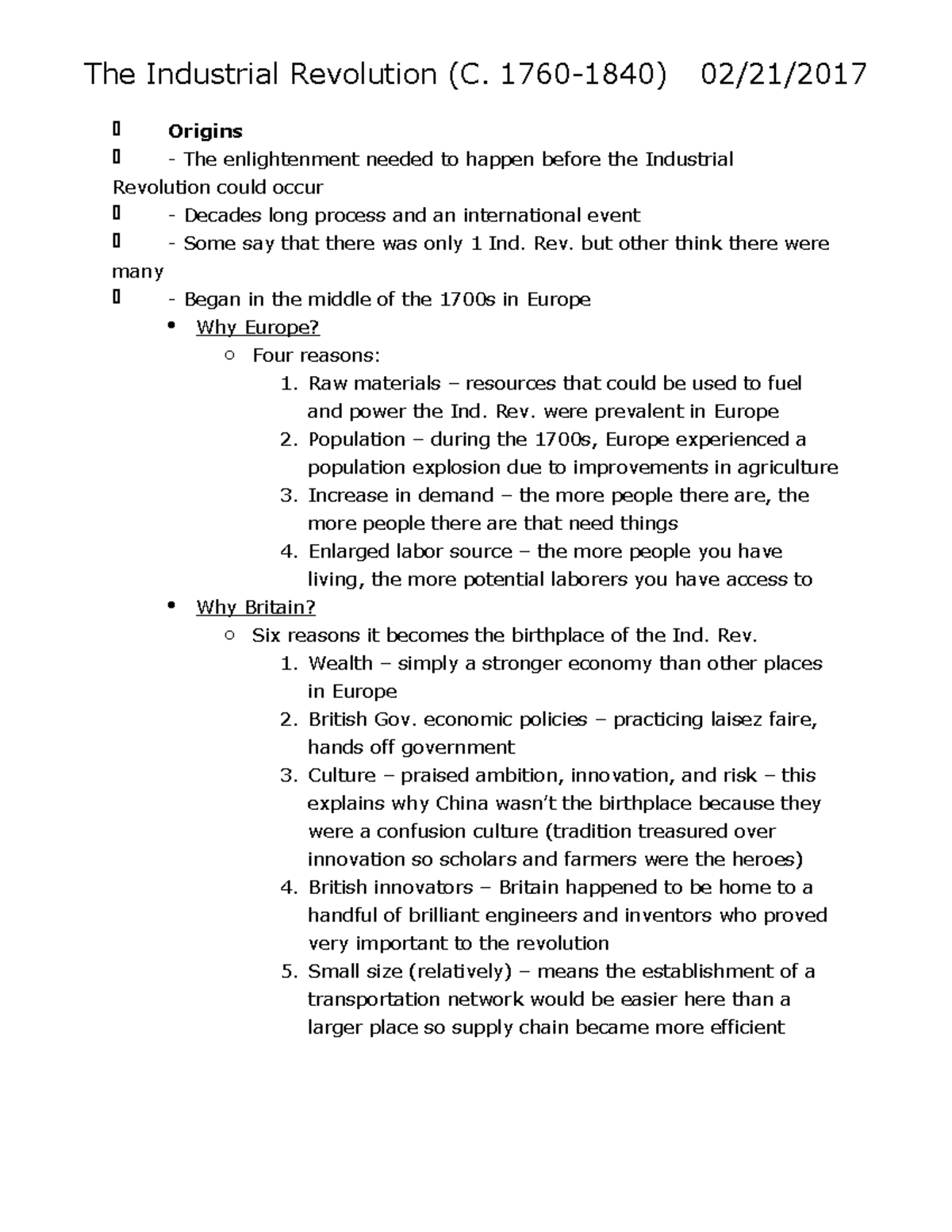 The Industrial Revolution 022117 - The Industrial Revolution (C ...