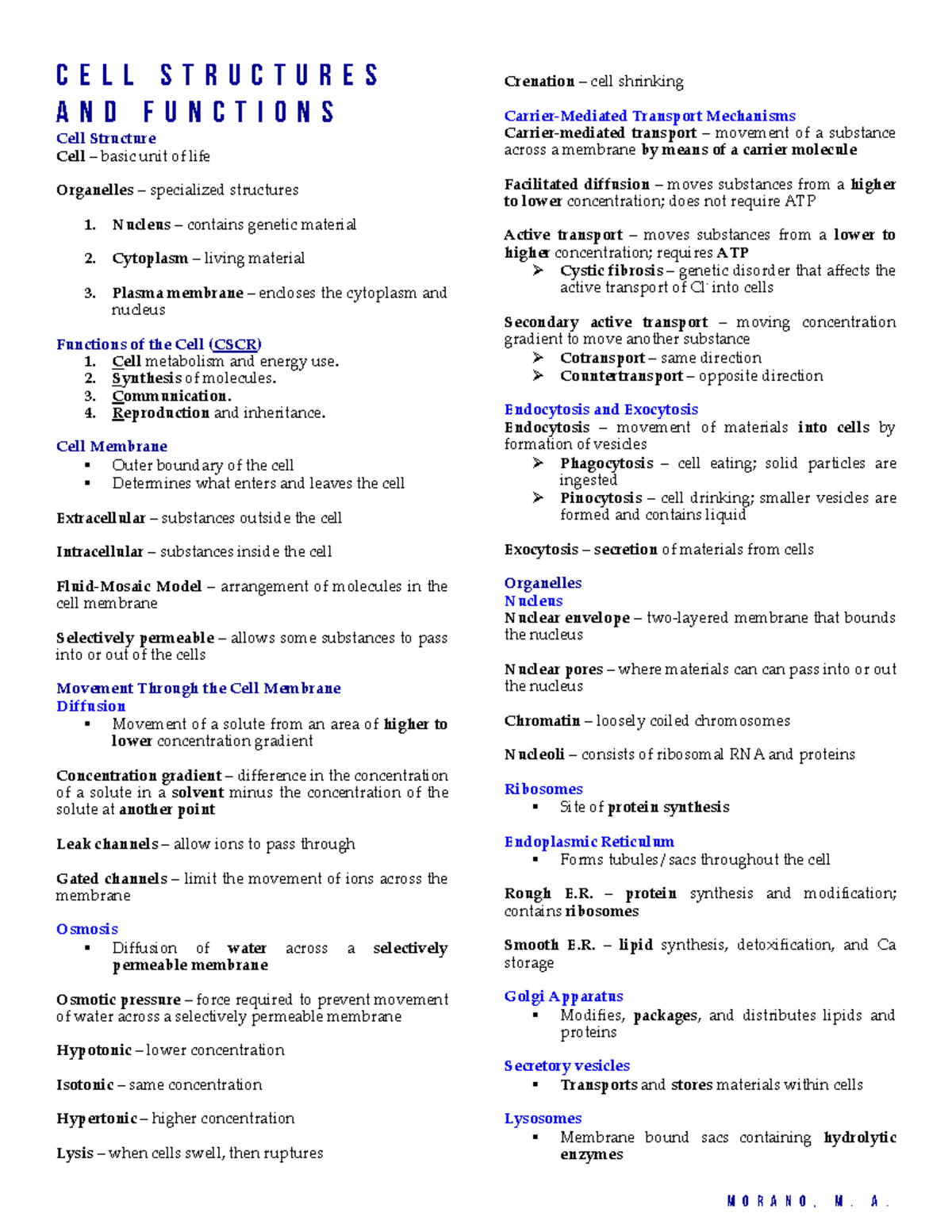 3 Cell Structures Functions Cell Structures And Functions Cell