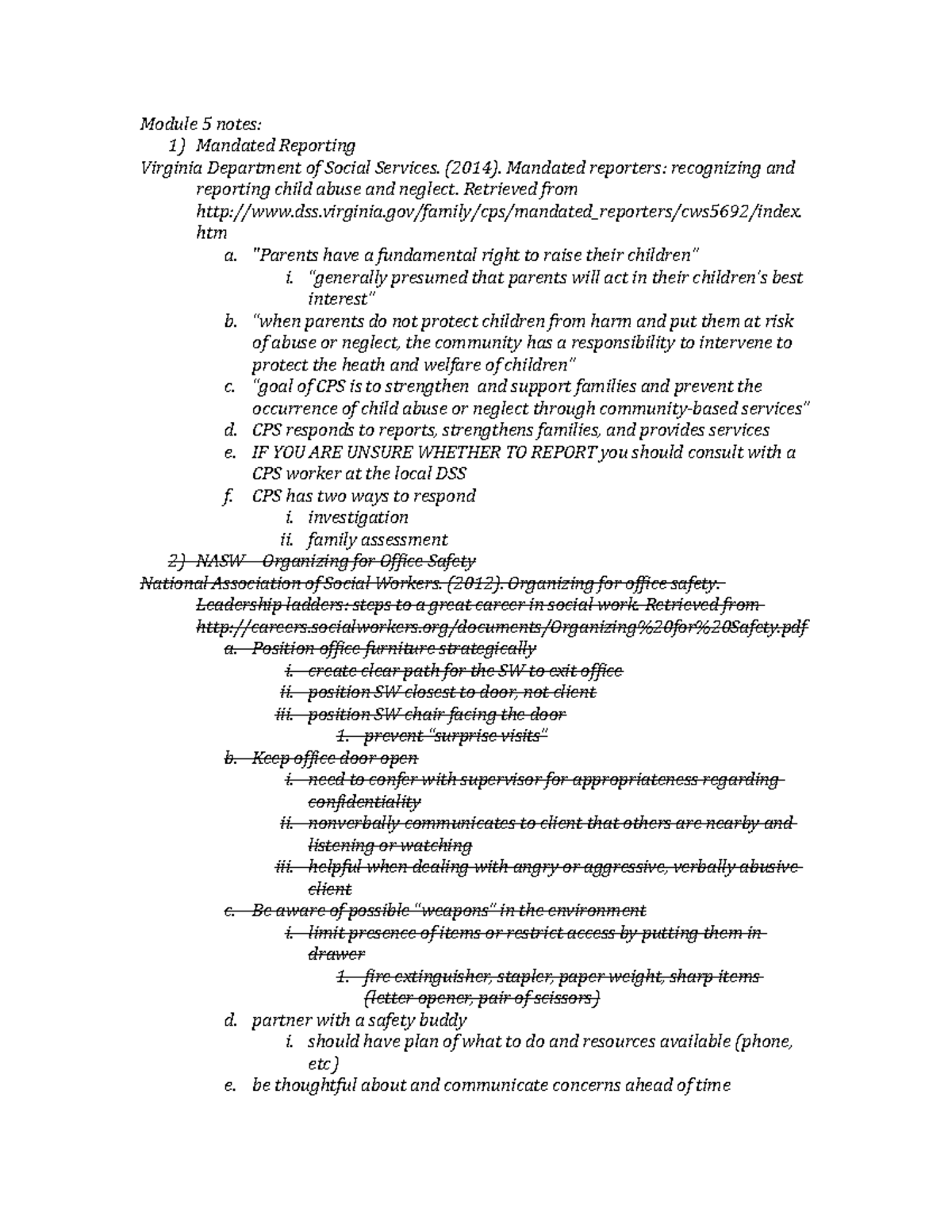 Module 5 notes - Module 5 notes: 1) Mandated Reporting Virginia ...