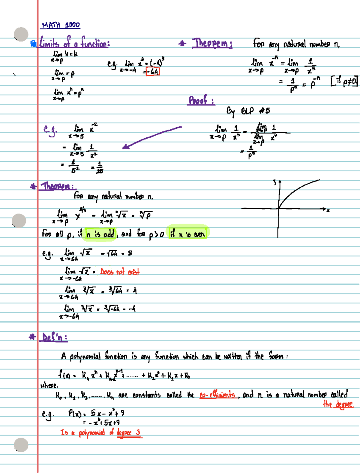 Math 1001 (Limits) - MATH aamlimjyppf function m e Foranynaturalnumber ...