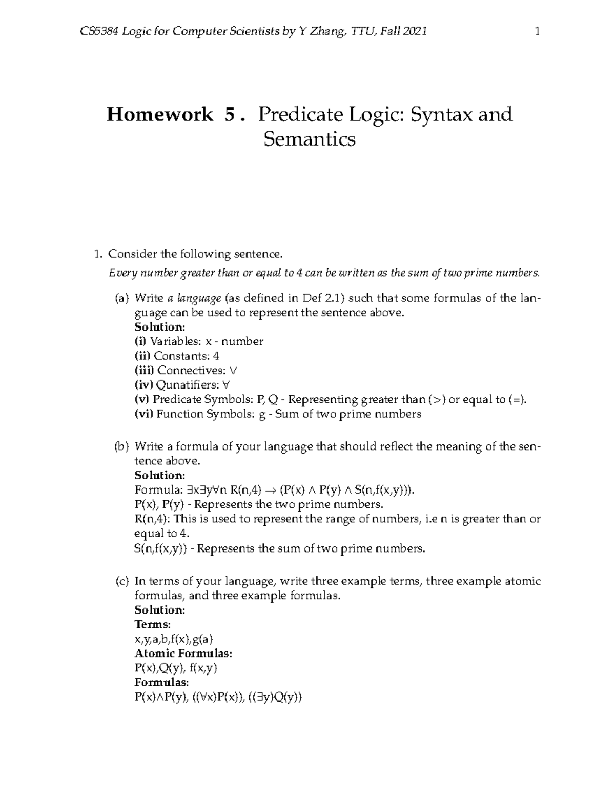 CS 5380 Homework 5 - CS5384 Logic for Computer Scientists by Y Zhang, TTU, Fall 2021 1 Homework ...