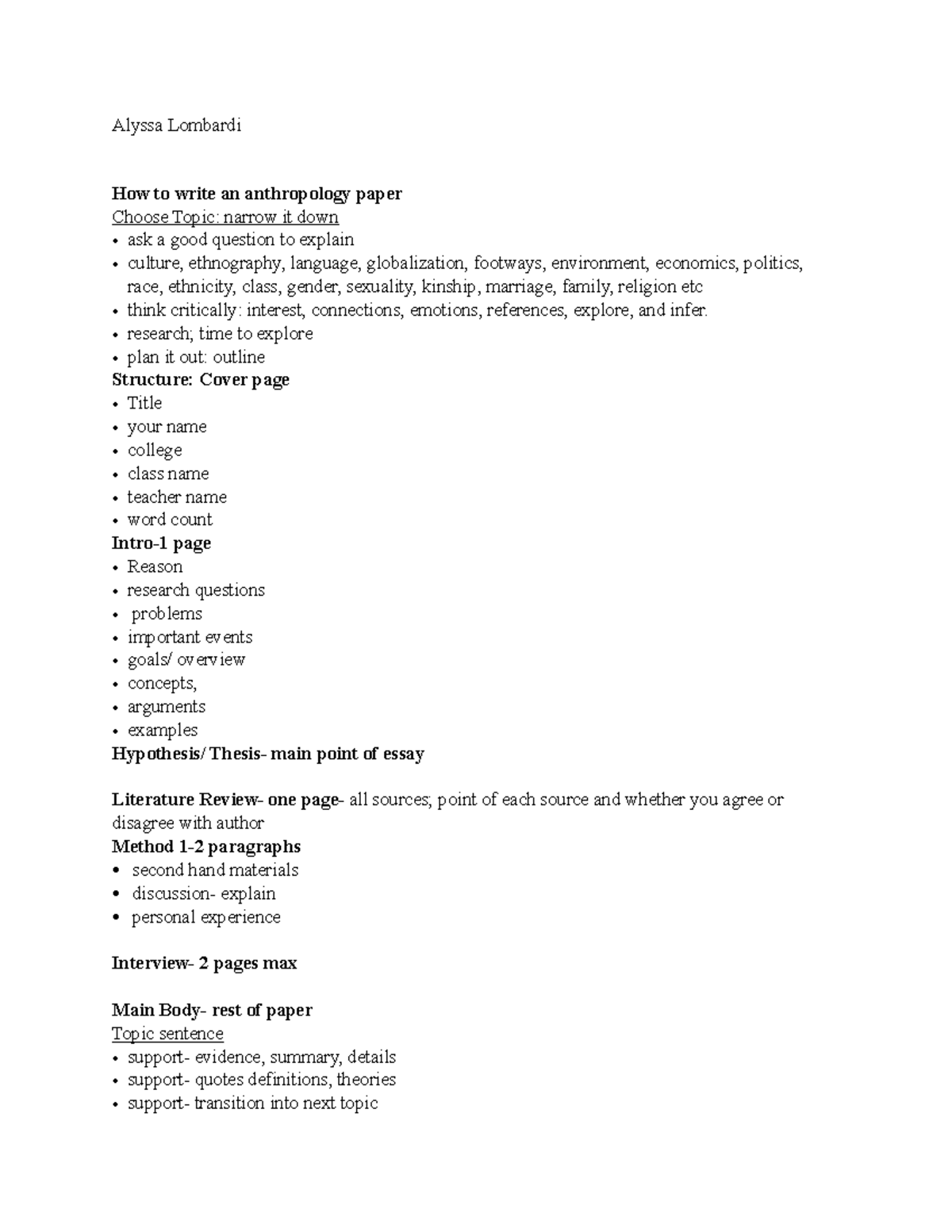 How to write an anthropology paper - Alyssa Lombardi How to write an ...
