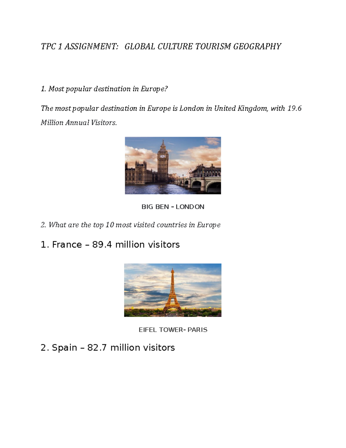 TPC 1 assignment - COURSEWORK - TPC 1 ASSIGNMENT: GLOBAL CULTURE ...