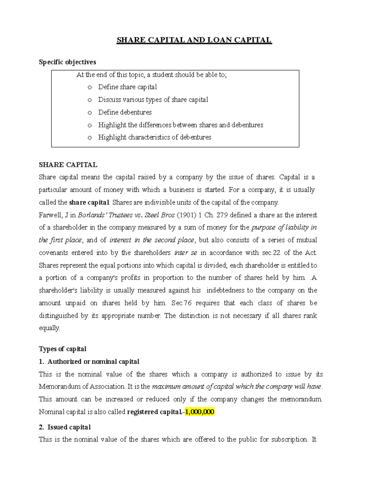 Share Capital AND LOAN Capital - Copy - SHARE CAPITAL AND LOAN CAPITAL ...