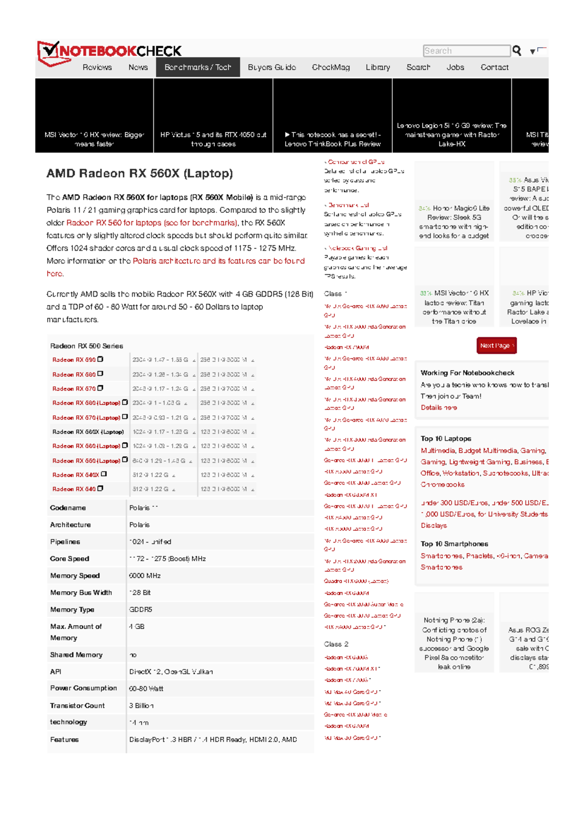 AMD Radeon RX 560X (Laptop) GPU - Notebook Check.net Tech - Search ...