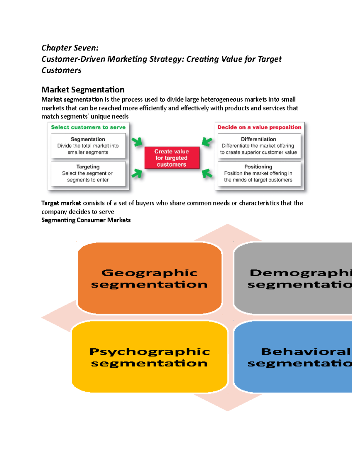 MKBU Lecture 7 CH - Chapter Seven: Marketing Strategy: Creating Value ...