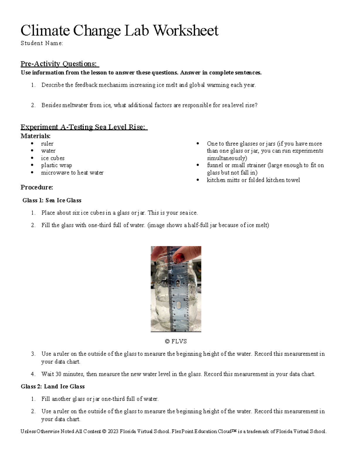 04 05 worksheet - bio - Climate Change Lab Worksheet Student Name: Pre ...
