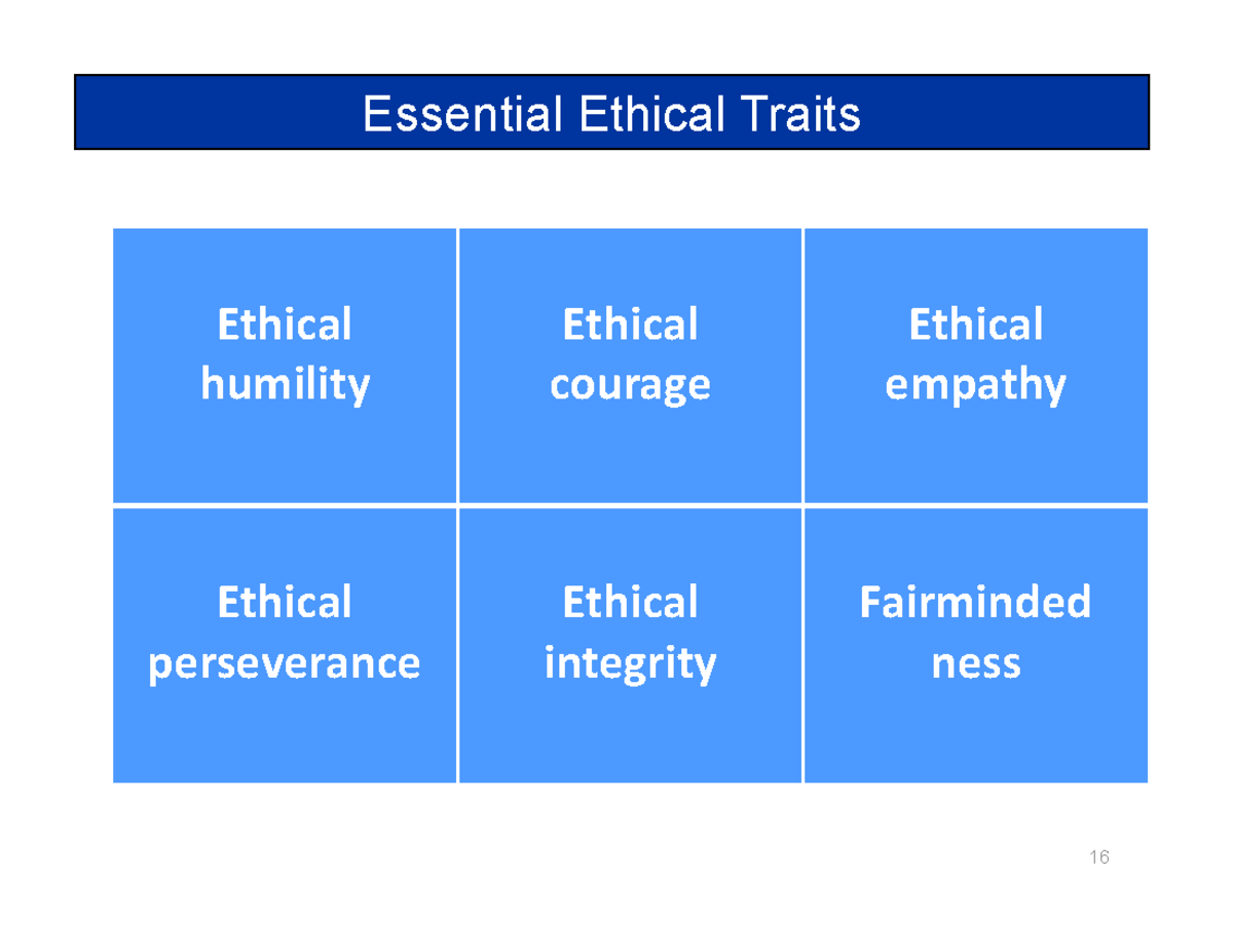 Ethical traits - Theory - 16 Essential Ethical Traits Ethical humility ...