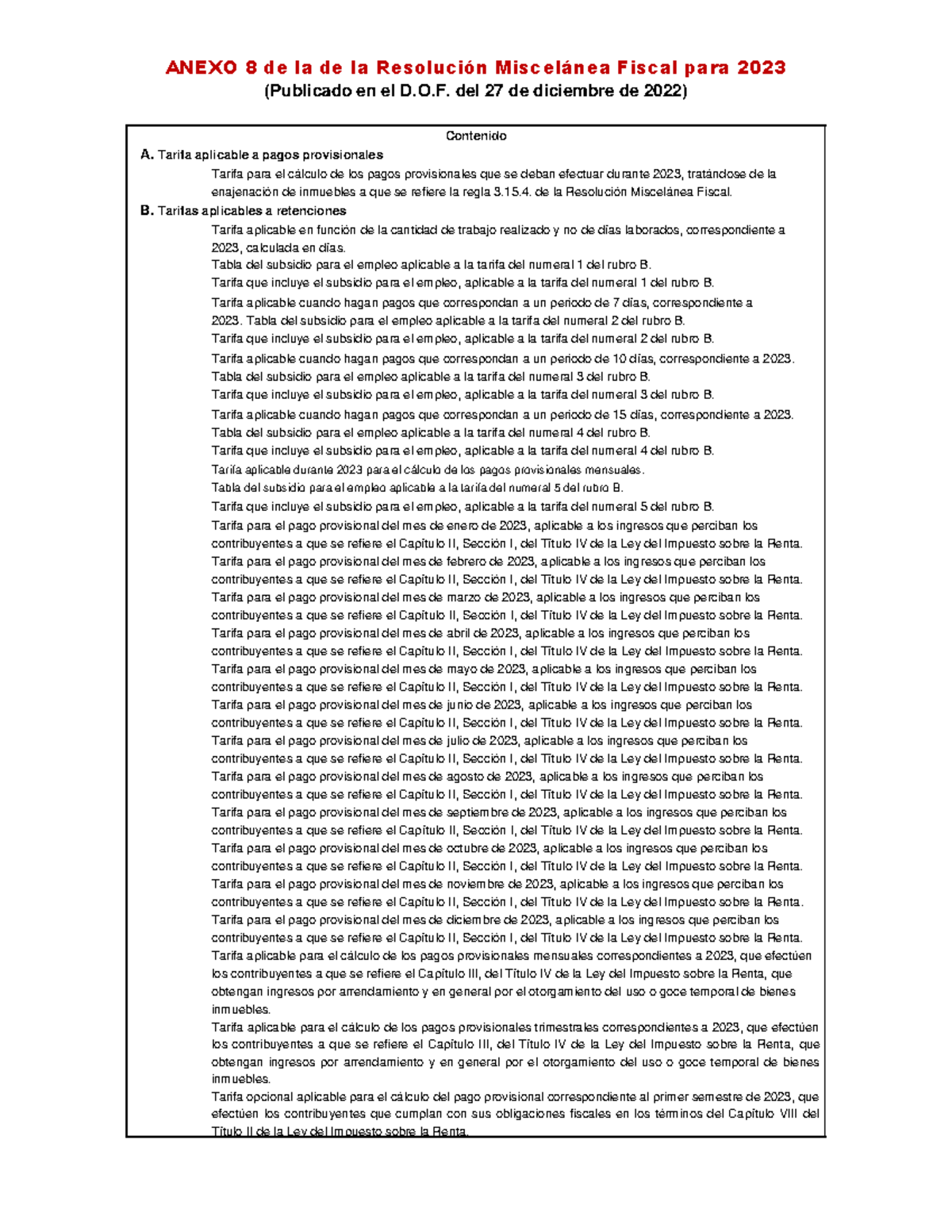 Anexo 8 2023 - calculo de impuestos - ANEXO 8 de la de la ResoluciÛn ...