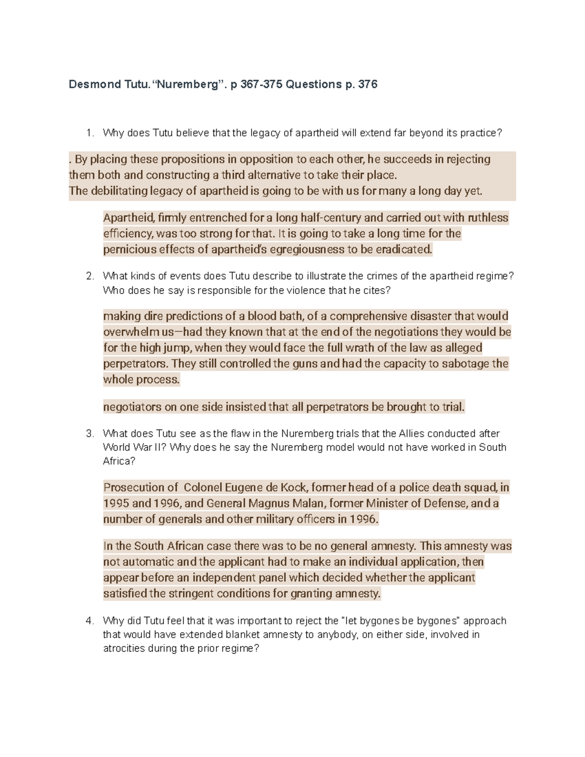 English readings - Desmond Tutu.