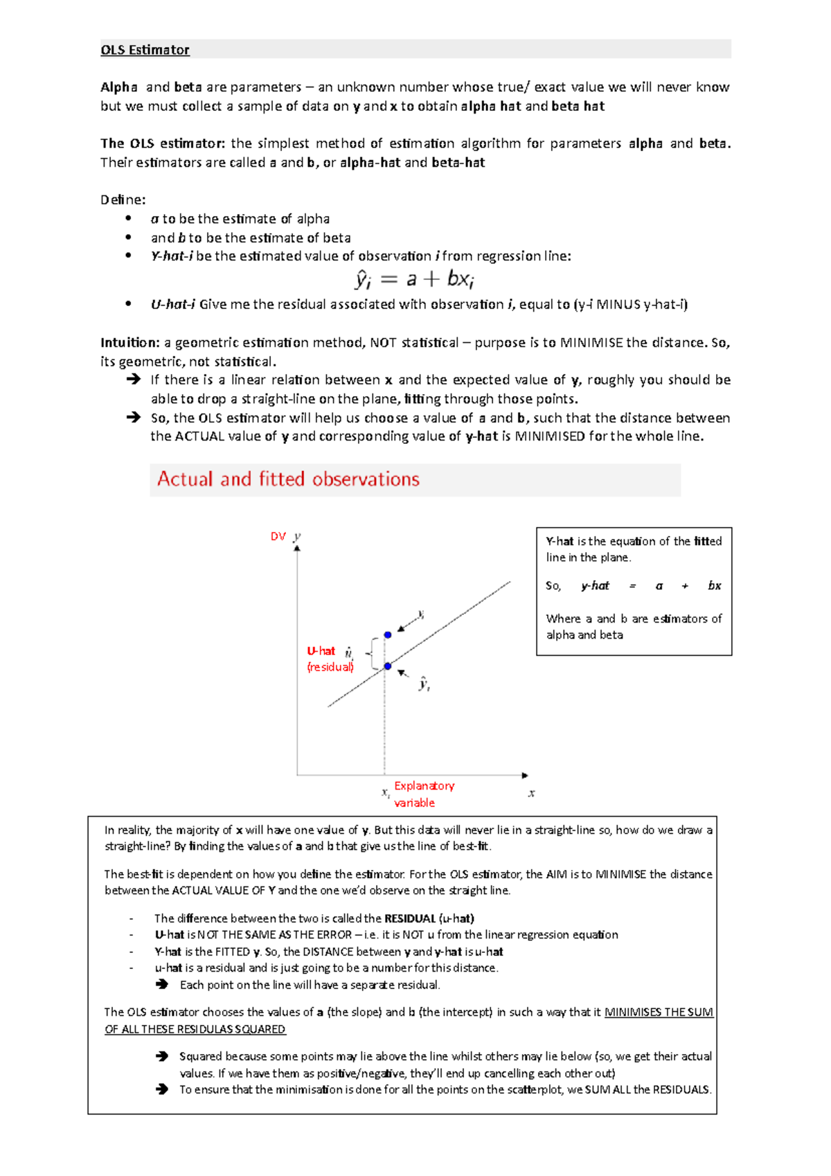 3 OLS Estimator Simple Regression Model OLS Estimator Alpha And